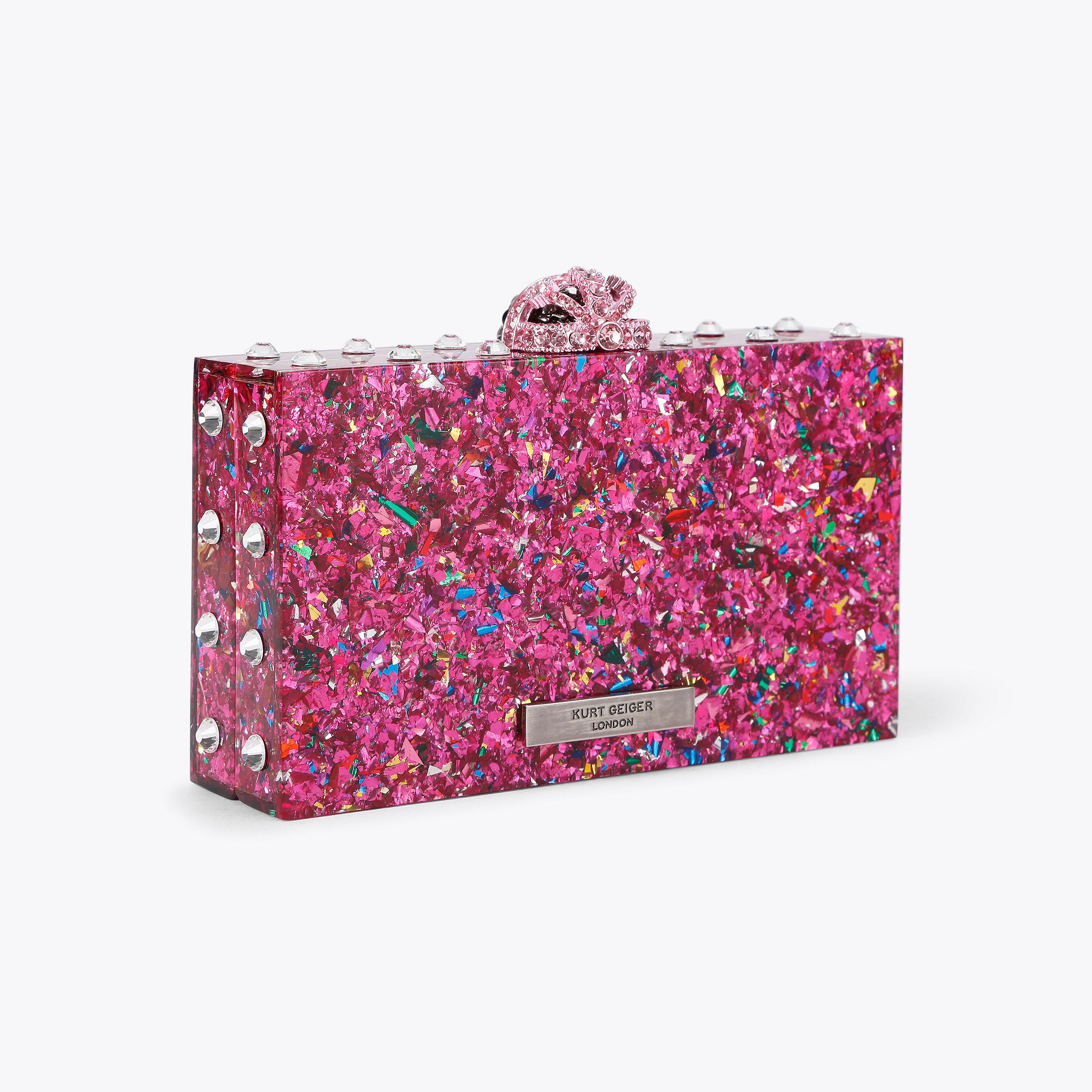 LONDON BOX CLUTCH Pink Acrylic Clutch Bag by KURT GEIGER LONDON