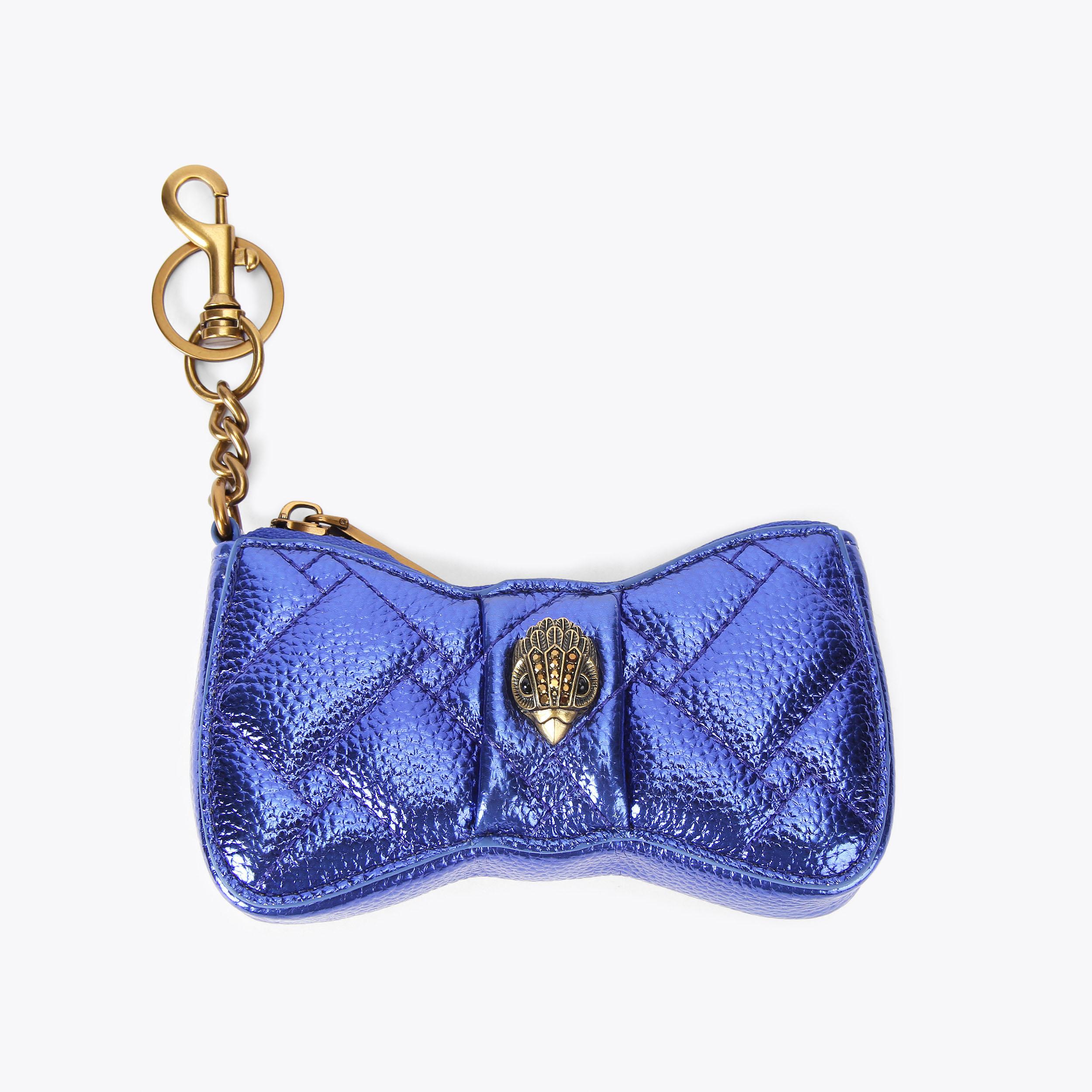 KENSINGTON BOW CHARM Blue Pebble Grain Bow Charm by KURT GEIGER LONDON