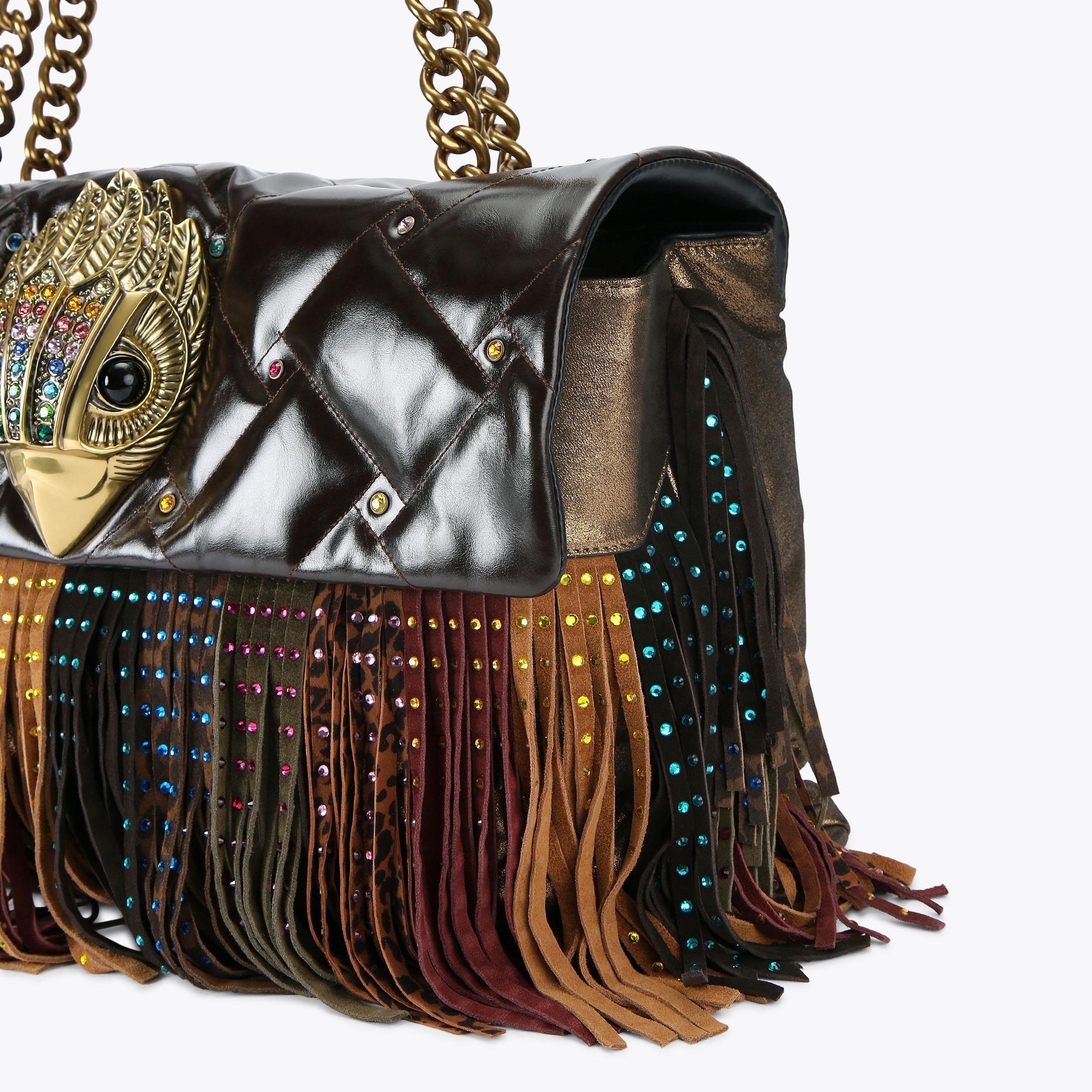 MACRO KENSINGTON FRINGE Fringe Brown Shoulder Bag by KURT GEIGER LONDON