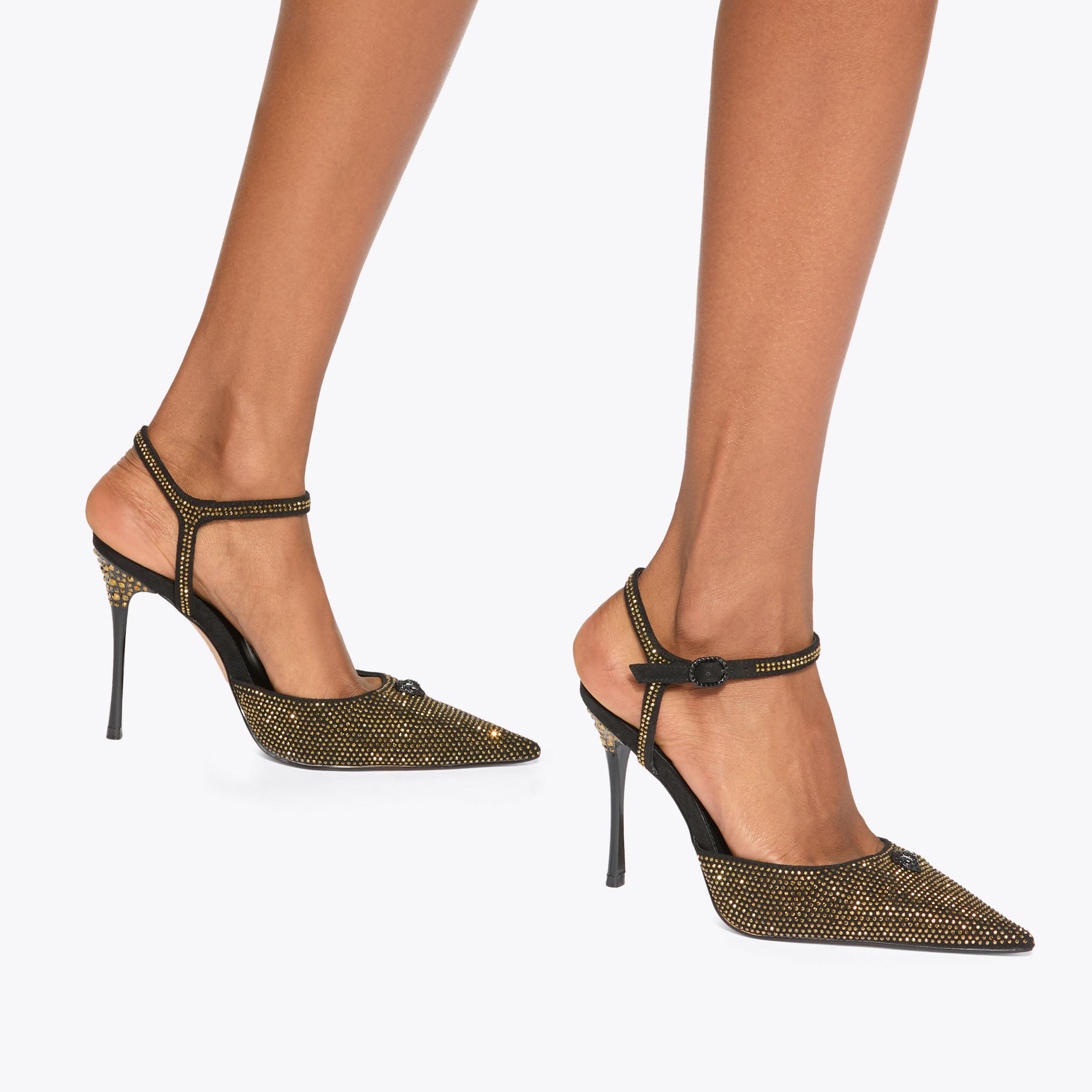 EAGLE POINT ANKLE STRAP Black Crystal High Heel by KURT GEIGER LONDON