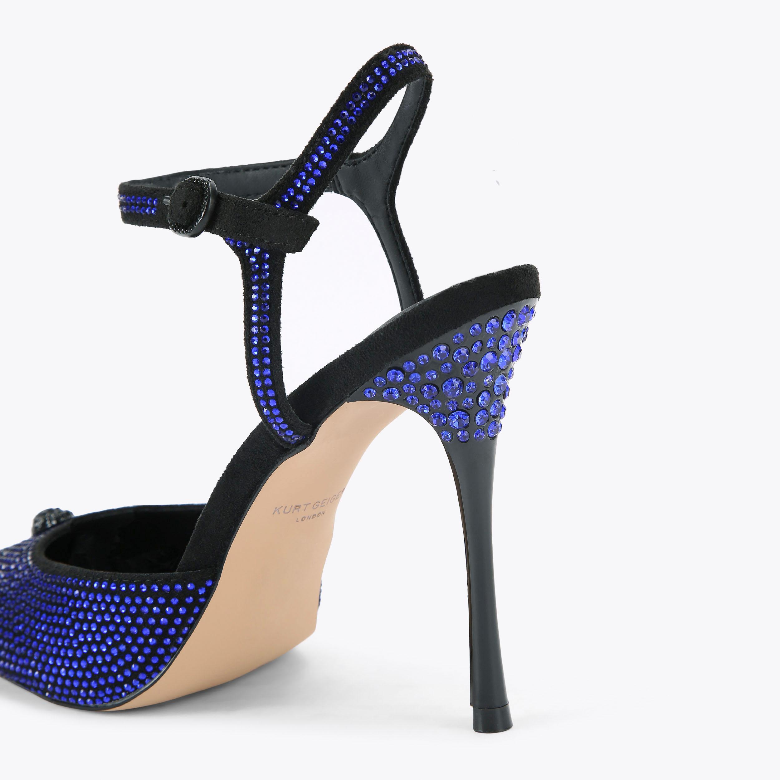 EAGLE POINT ANKLE STRAP Blue Crystal Heel by KURT GEIGER LONDON