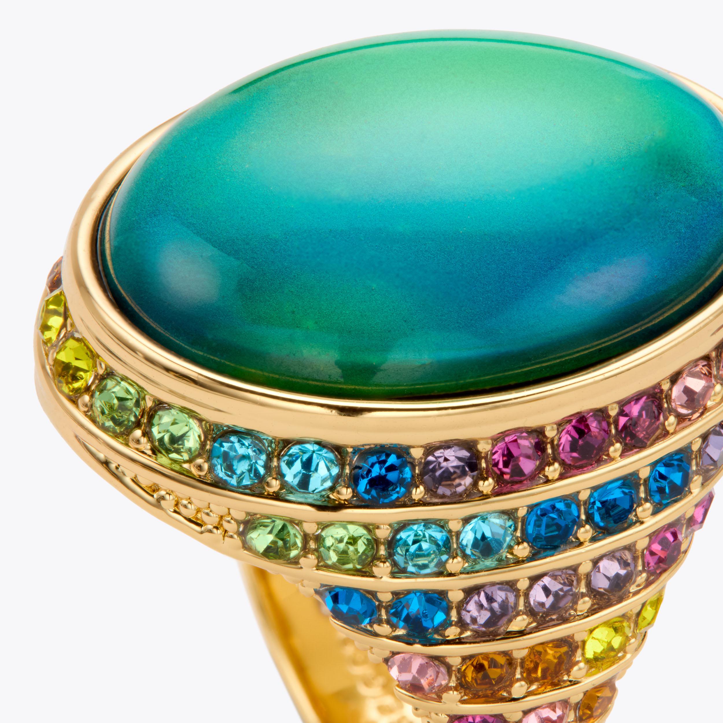 OVAL MOOD RING Green Crystal Ring by KURT GEIGER LONDON