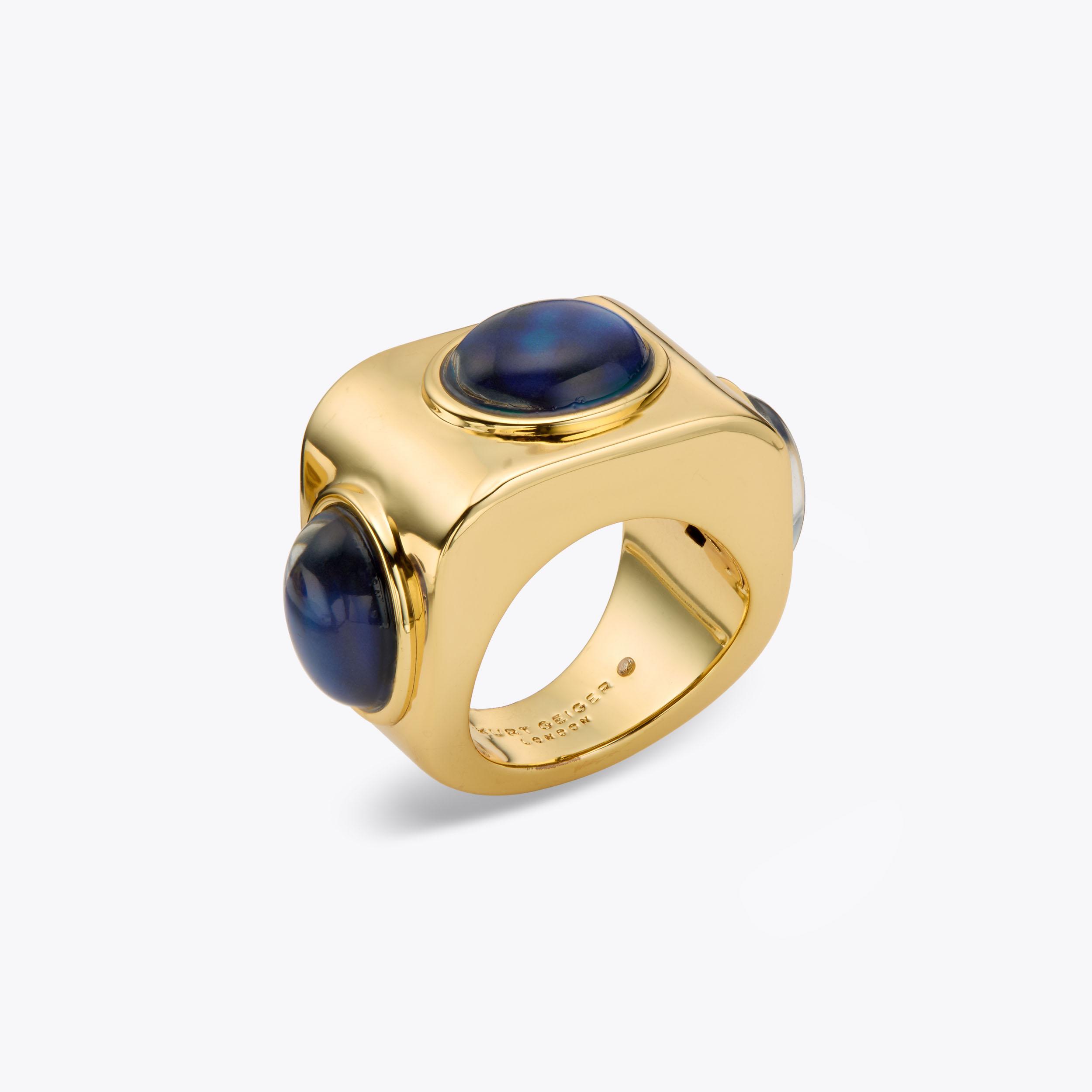 SQUARE MOOD RING Gold Chunky Mood Ring by KURT GEIGER LONDON
