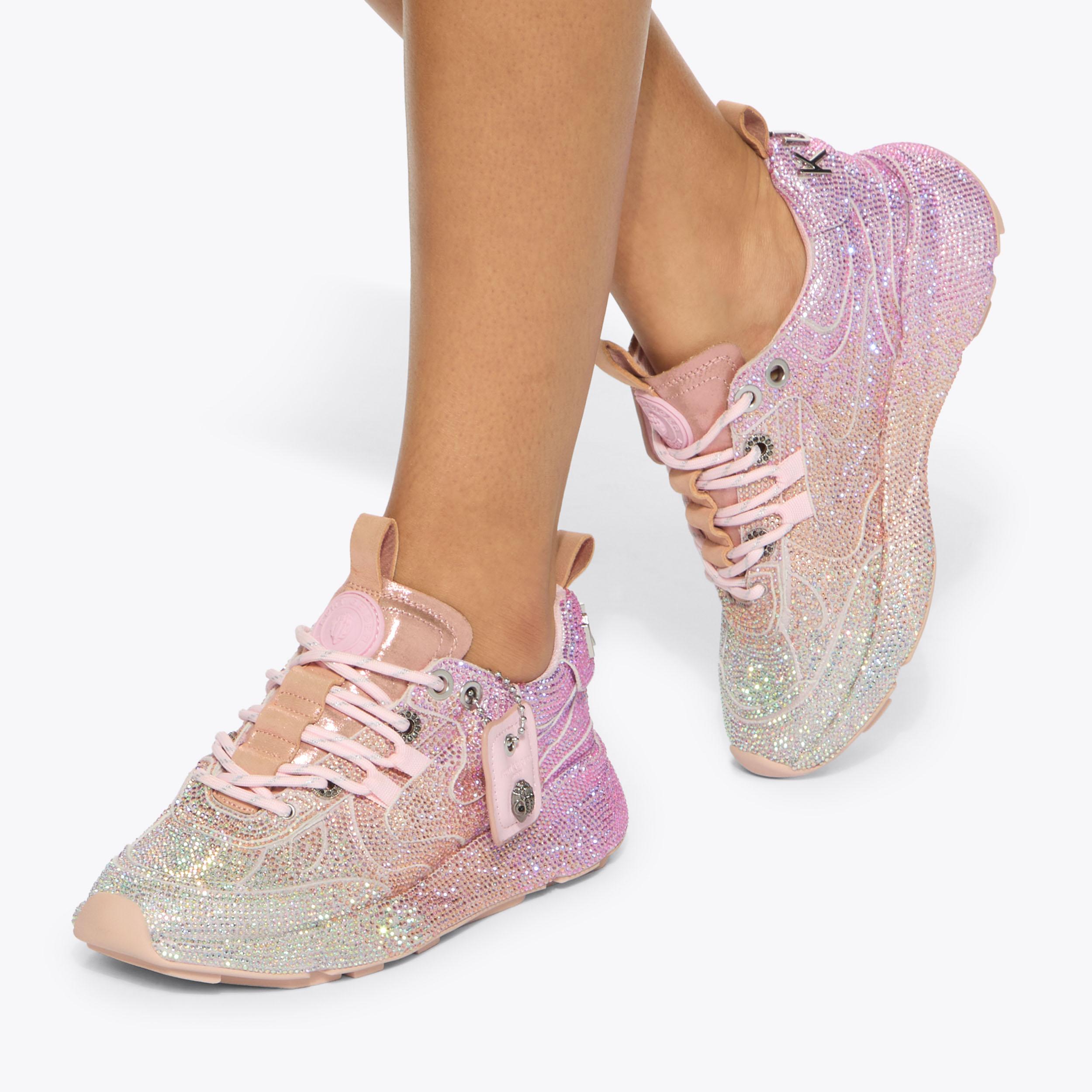 KURT CRYSTAL RUNNER Pink Lace Up Sneaker by Kurt Geiger London