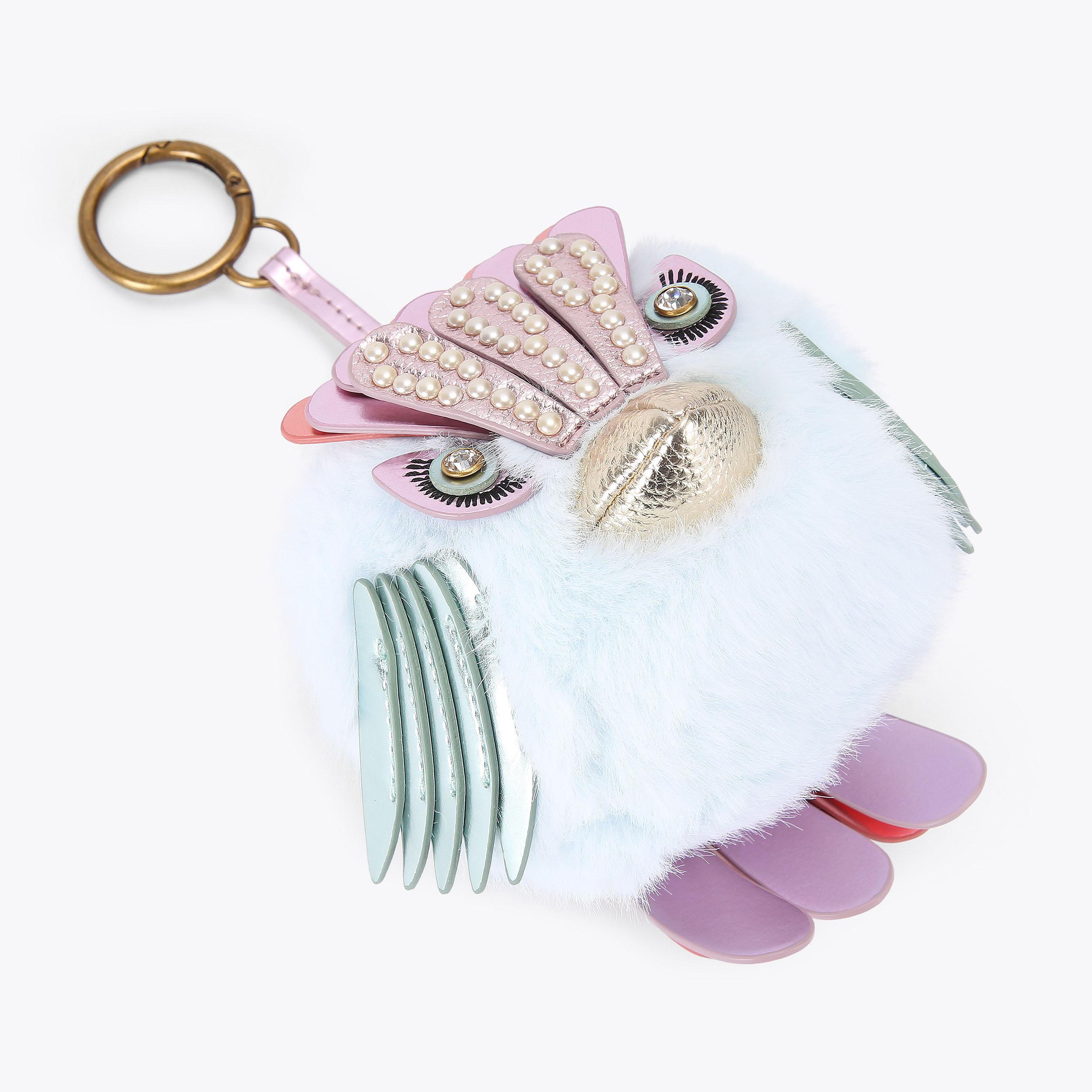 POM POM EAGLE CHARM Blue Faux Fur Pom Pom Charm by KURT GEIGER LONDON