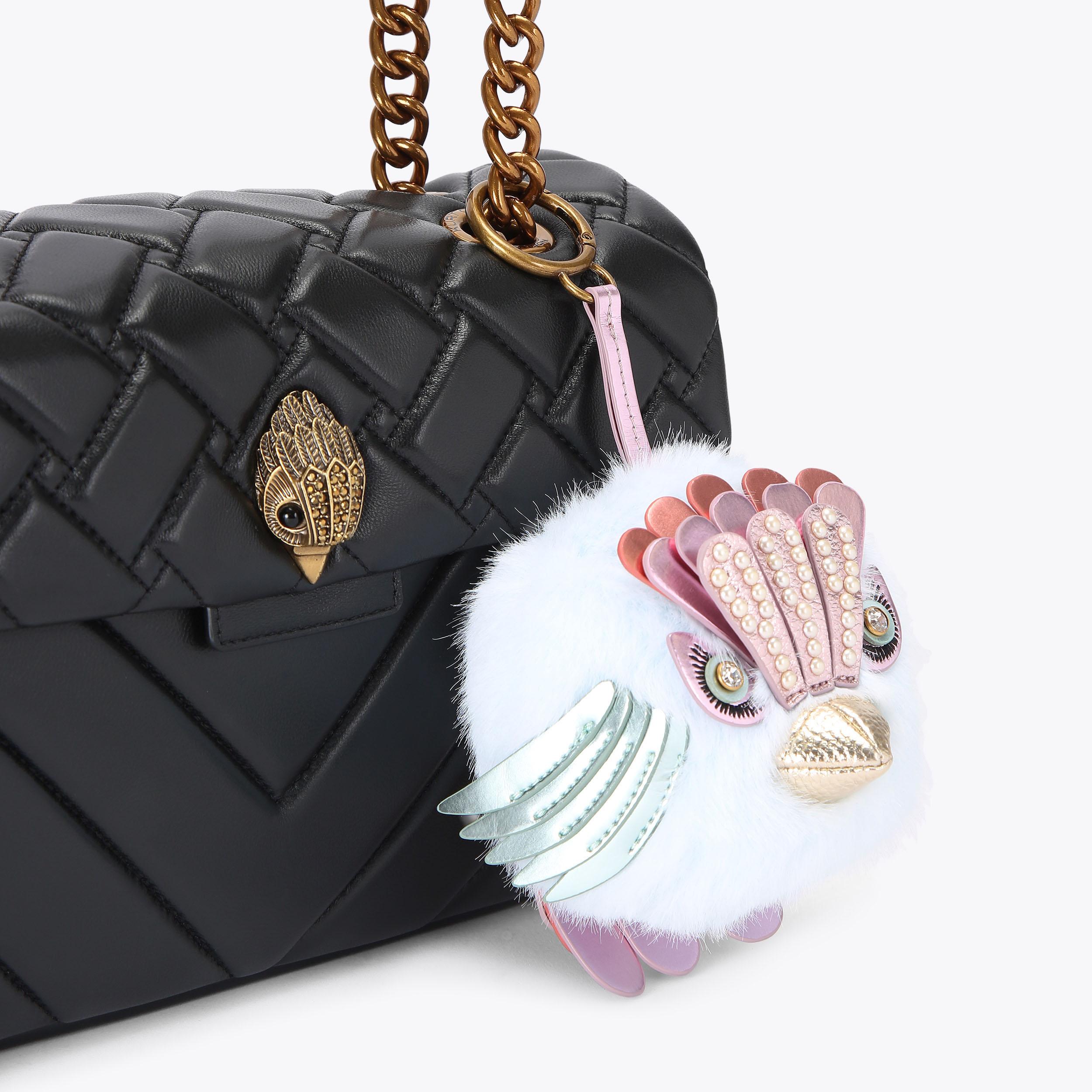 POM POM EAGLE CHARM Blue Faux Fur Pom Pom Charm by KURT GEIGER LONDON