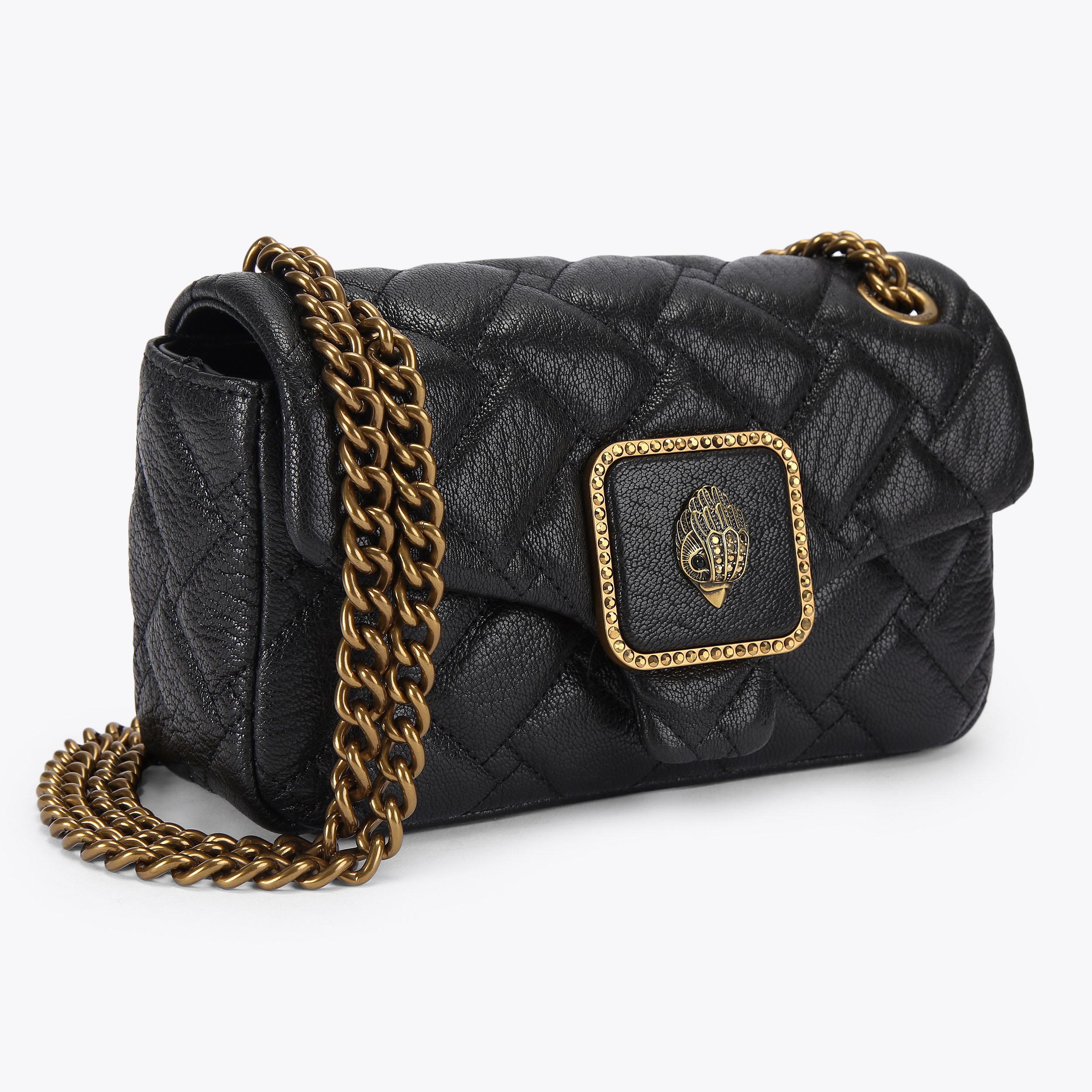 MINI PIMLICO BAG Black Patent Quilted Purse by KURT GEIGER LONDON
