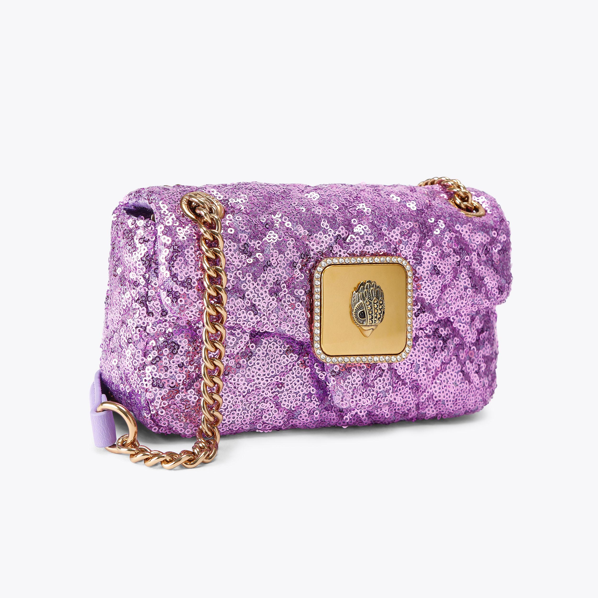 MINI PIMLICO BAG Purple Sequin Cross Body Bag by Kurt Geiger London