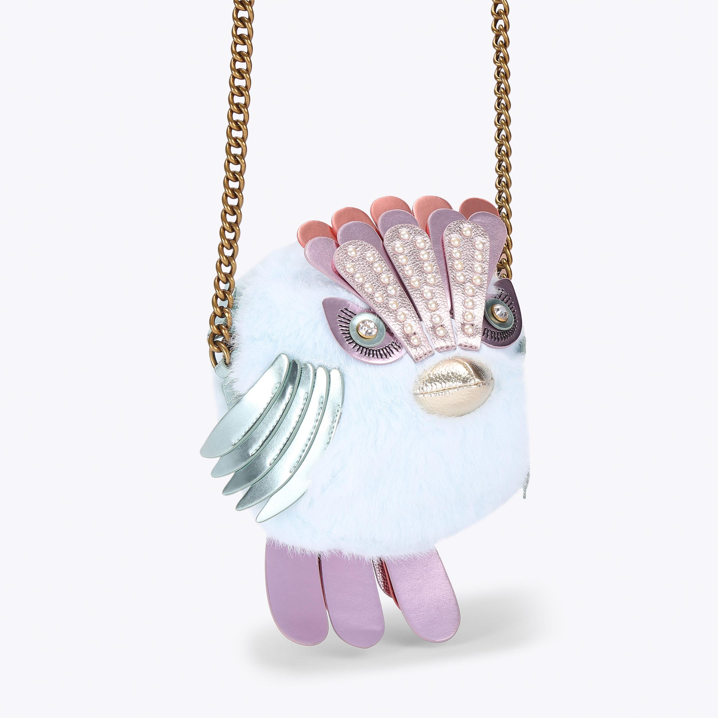 POM POM EAGLE XBODY BAG Pale Blue Faux Fur Cross Body Bag by KURT ...
