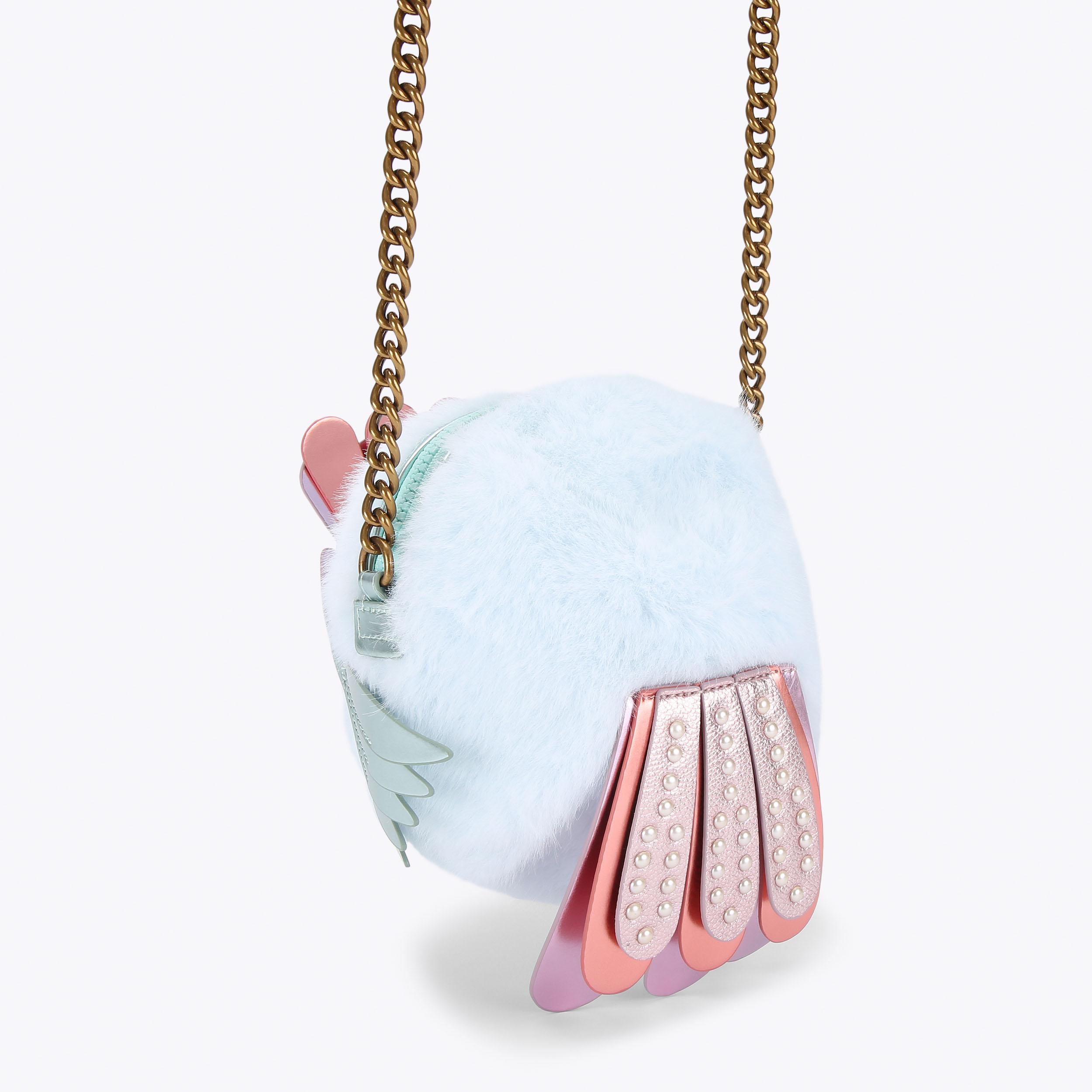 POM POM EAGLE XBODY BAG Pale Blue Faux Fur Cross Body Bag by KURT ...