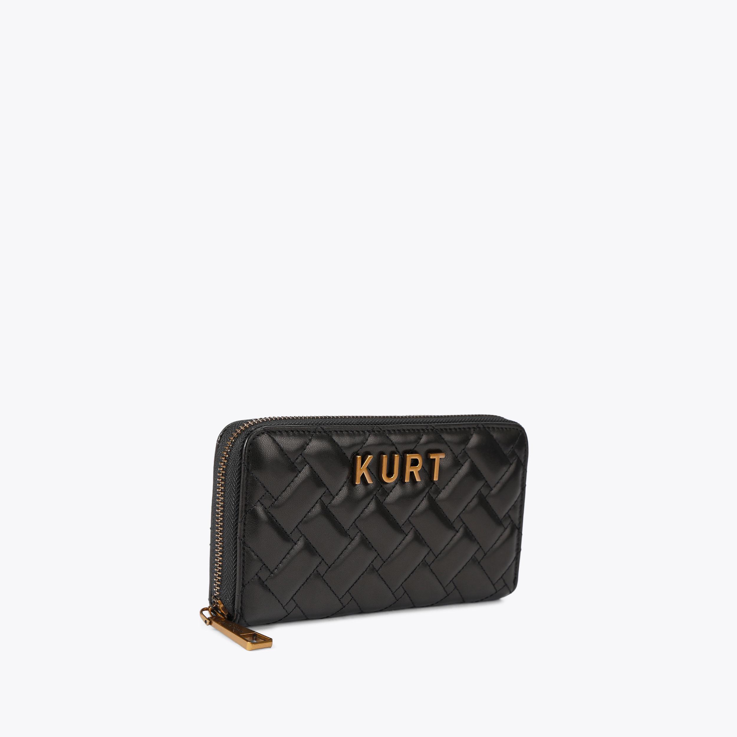 KENSINGTON ZIPAROUND KURT Black Quilted Zip Around Ours by KURT GEIGER ...
