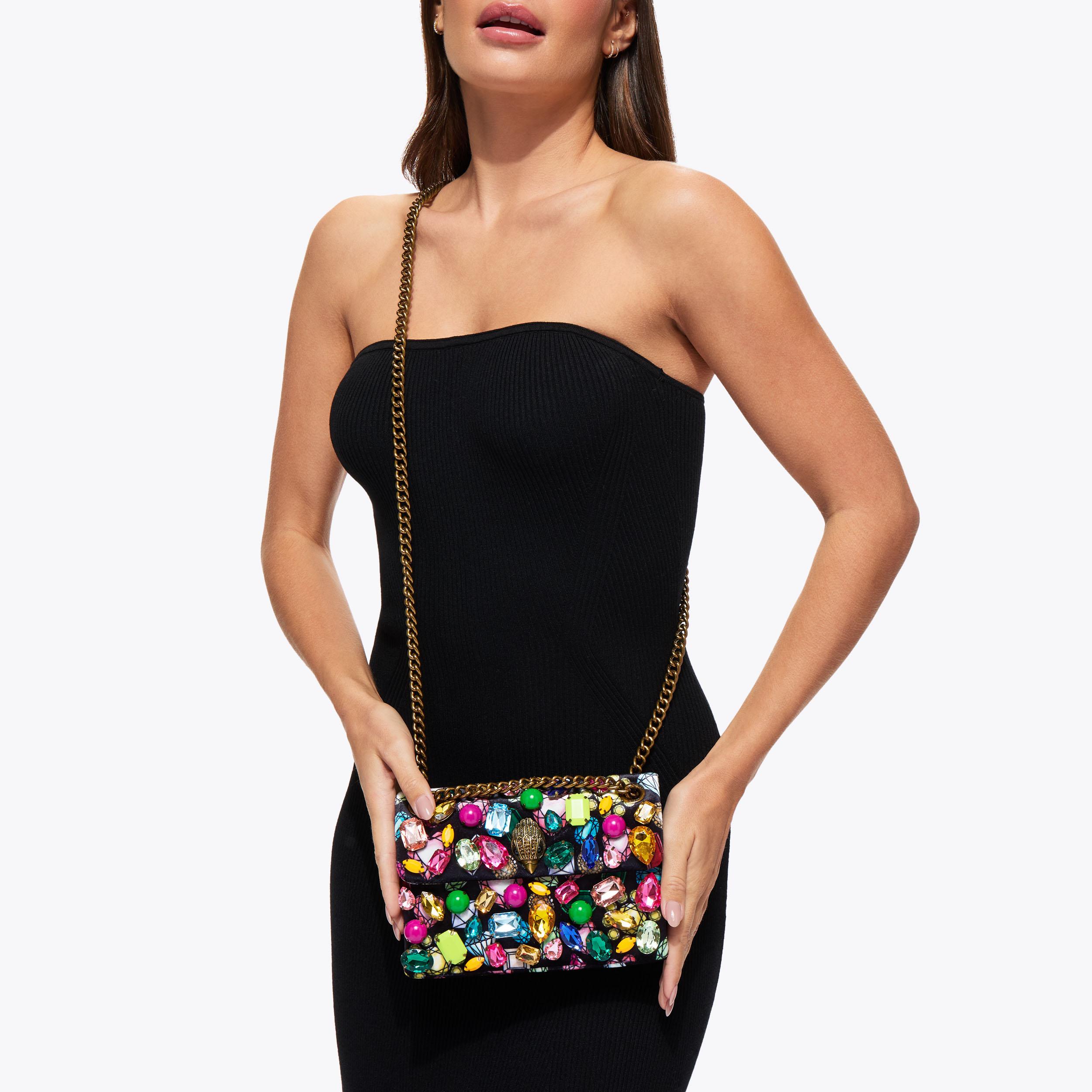 VELVET MINI KENSINGTON Velvet Jewel Cross Body Bag by KURT GEIGER LONDON