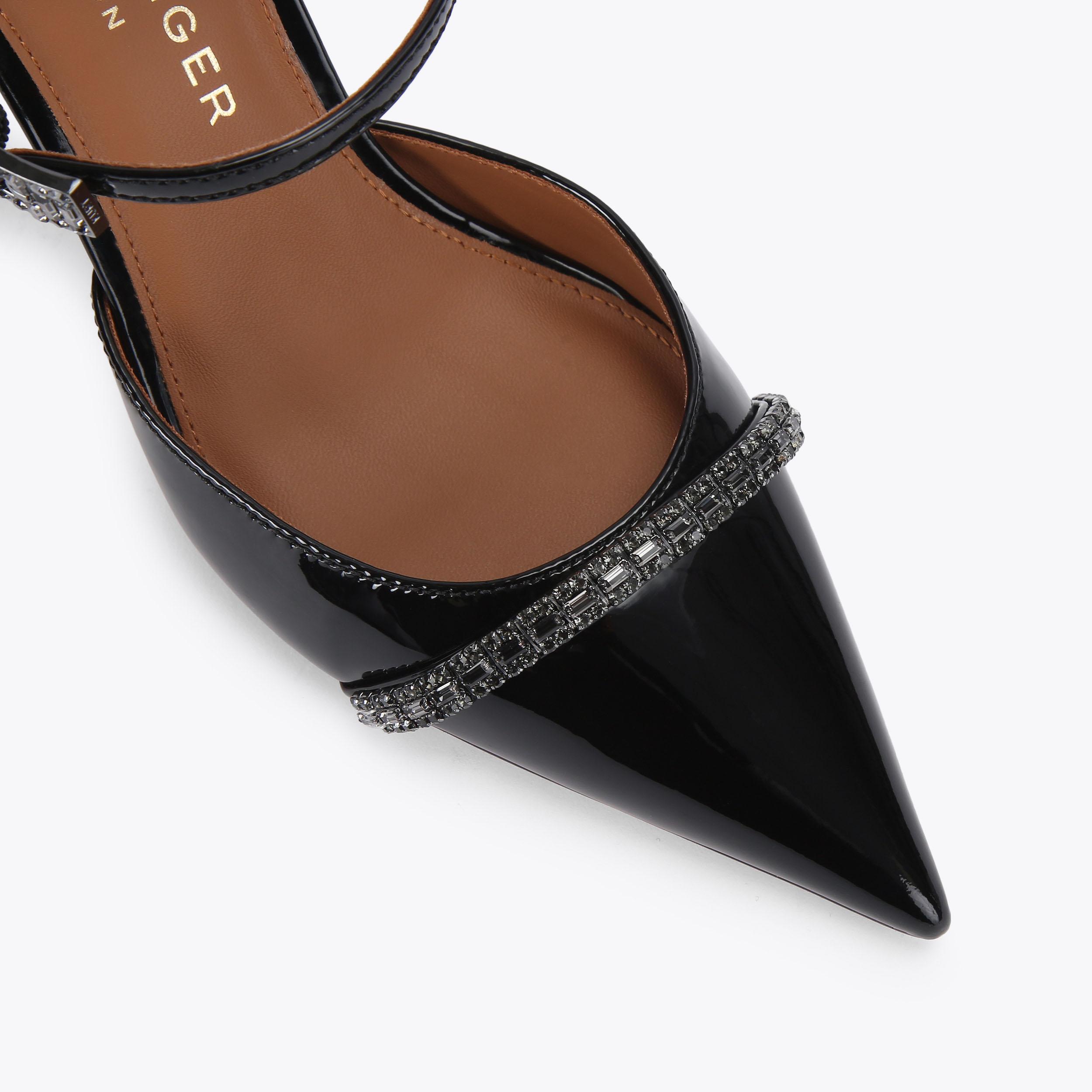 STRASS POINT MULE Black Patent High Heel by KURT GEIGER LONDON