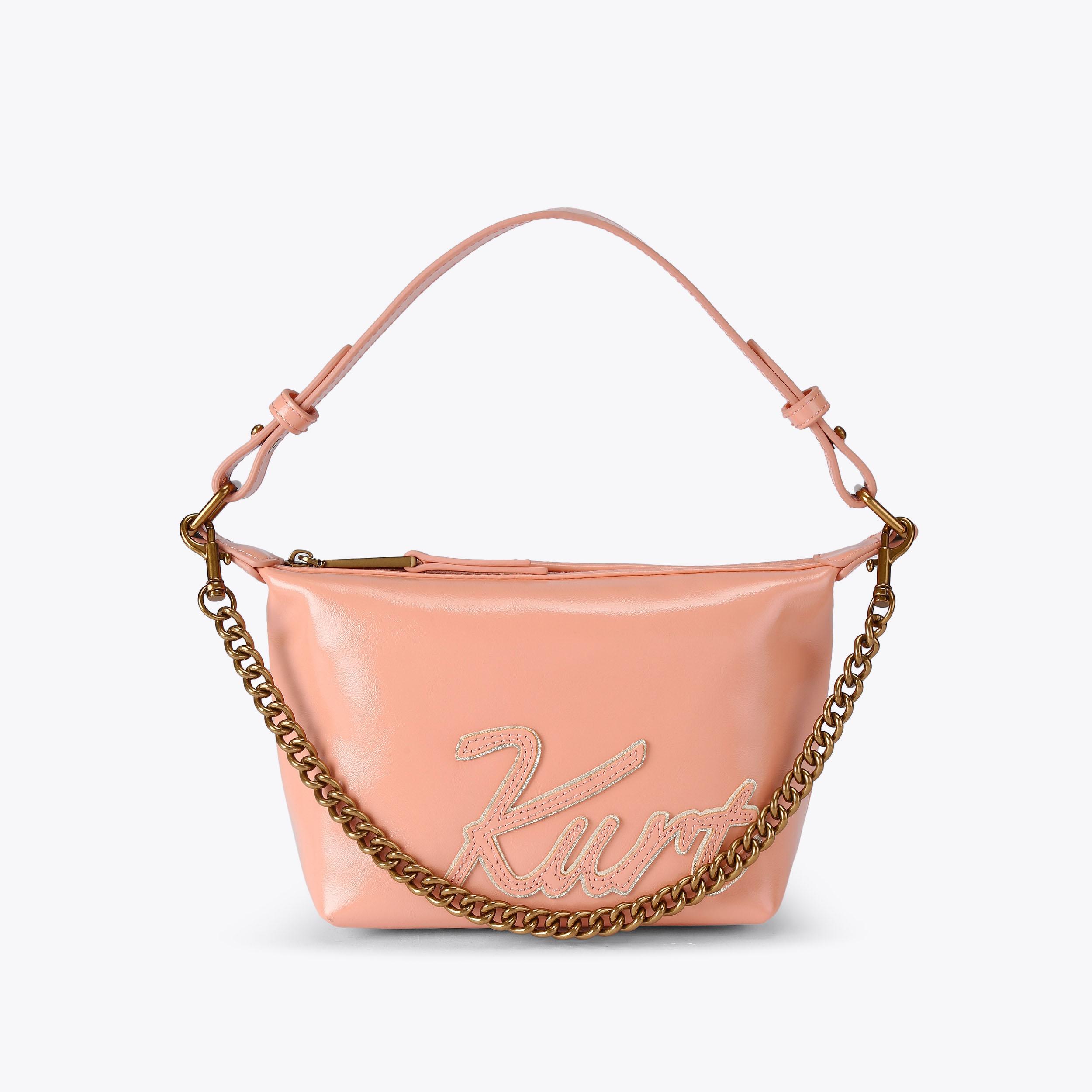 KURT SOFT SHOULDER BAG Blush Patent Leather Shoulder by Kurt Geiger London