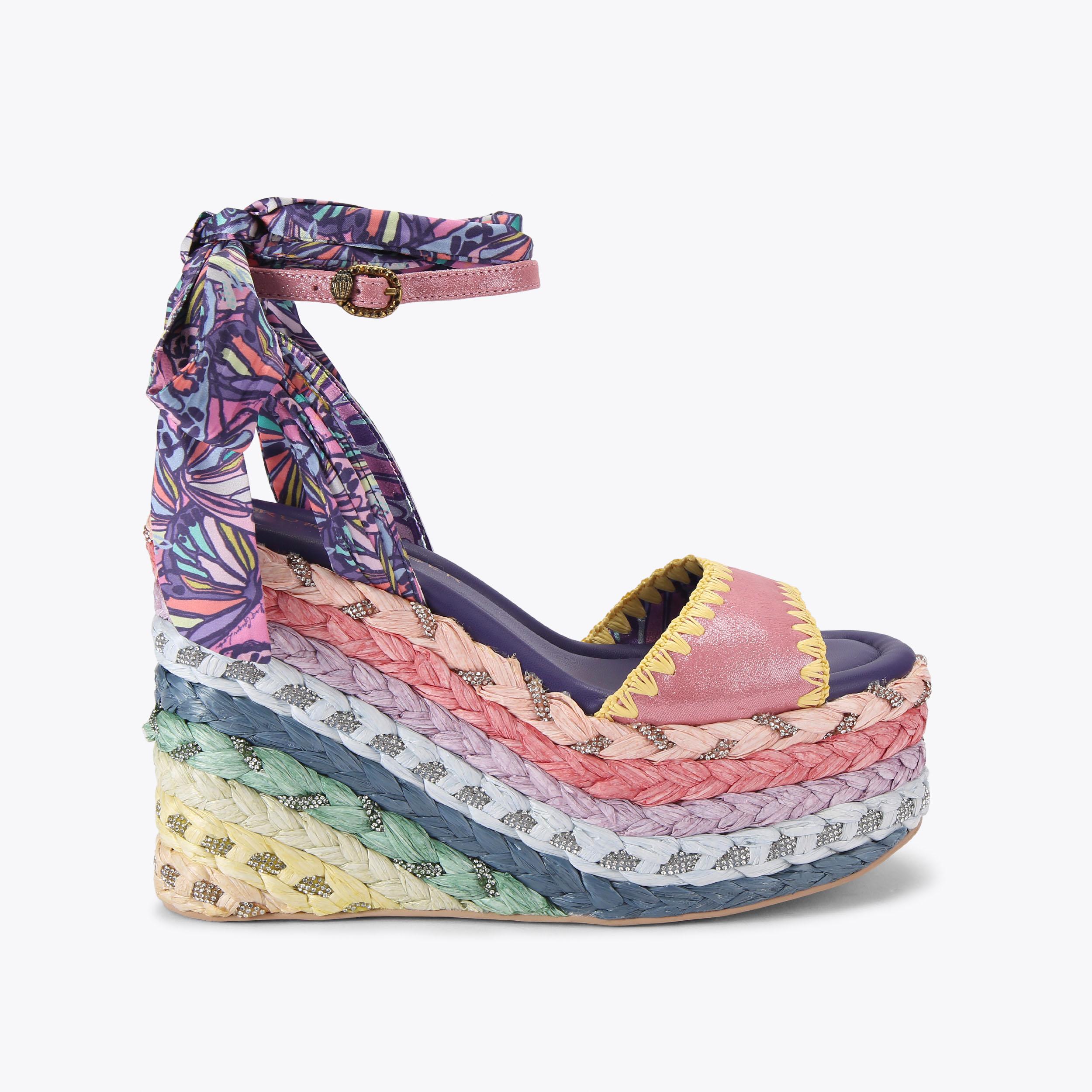 CHELSEA SCARF WEDGE Butterfly Satin Wedge Heel by Kurt Geiger London