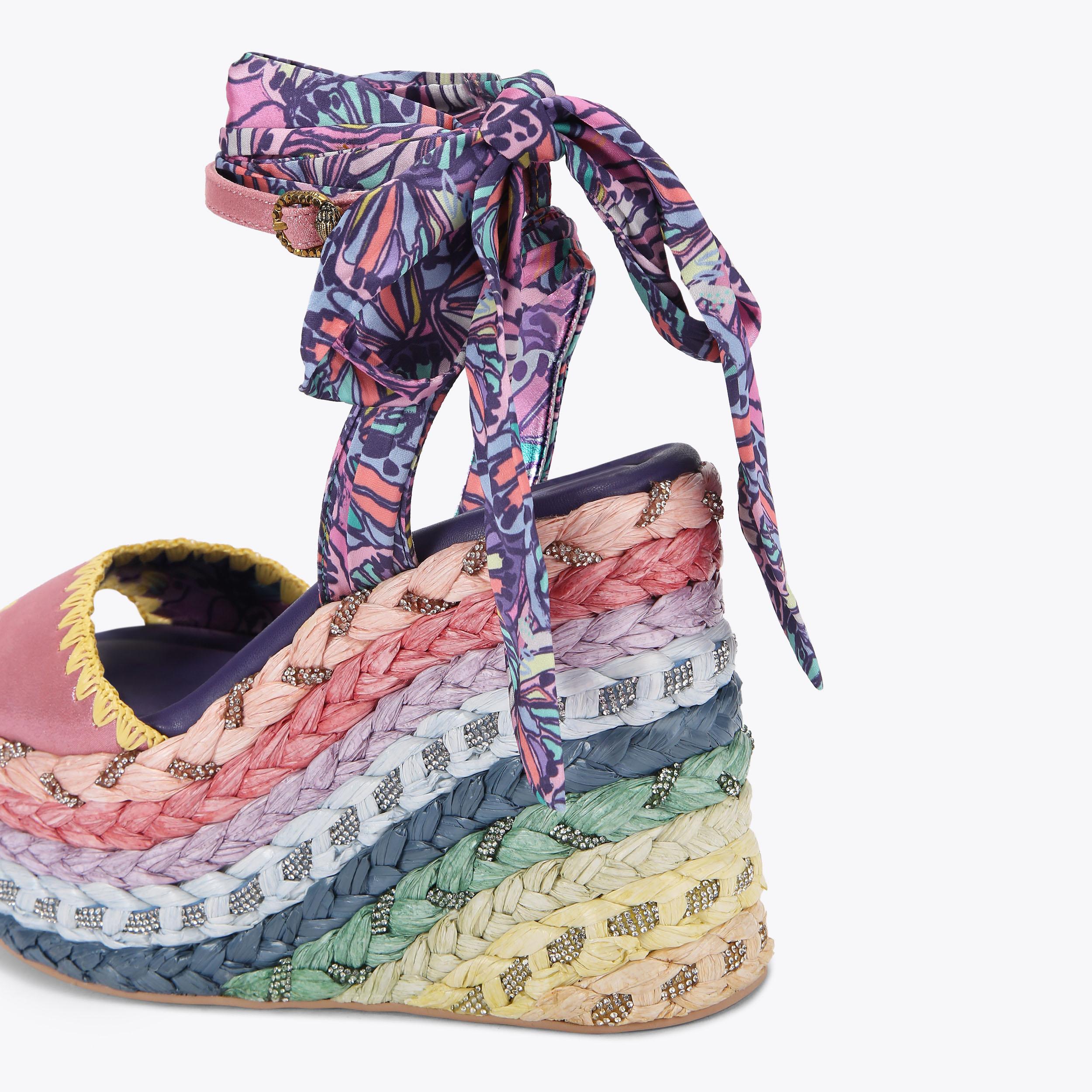 CHELSEA SCARF WEDGE Butterfly Satin Wedge Heel by Kurt Geiger London