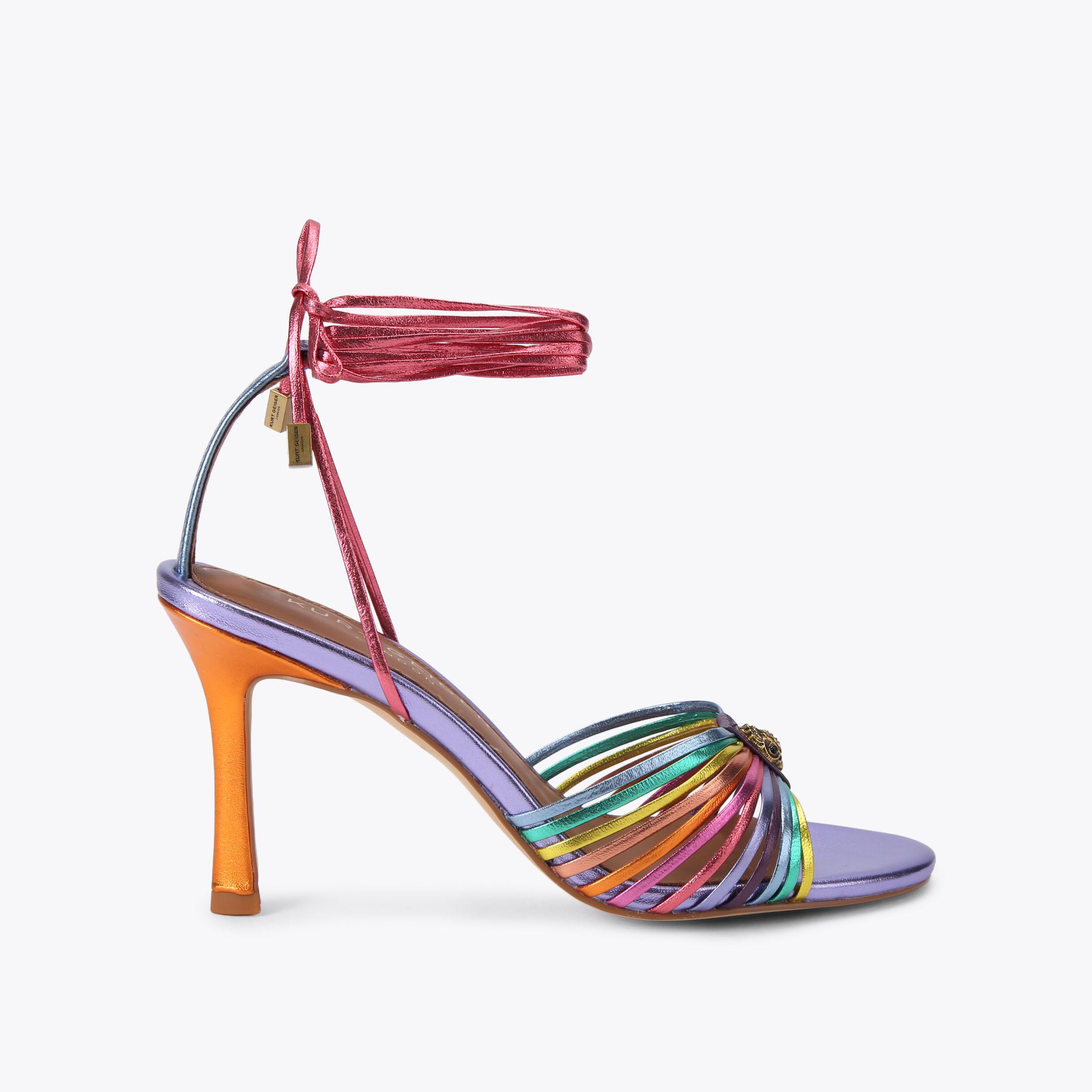 MULTI STRAP TIE SANDAL Multi-colour Tie Strap Sandal by Kurt Geiger London