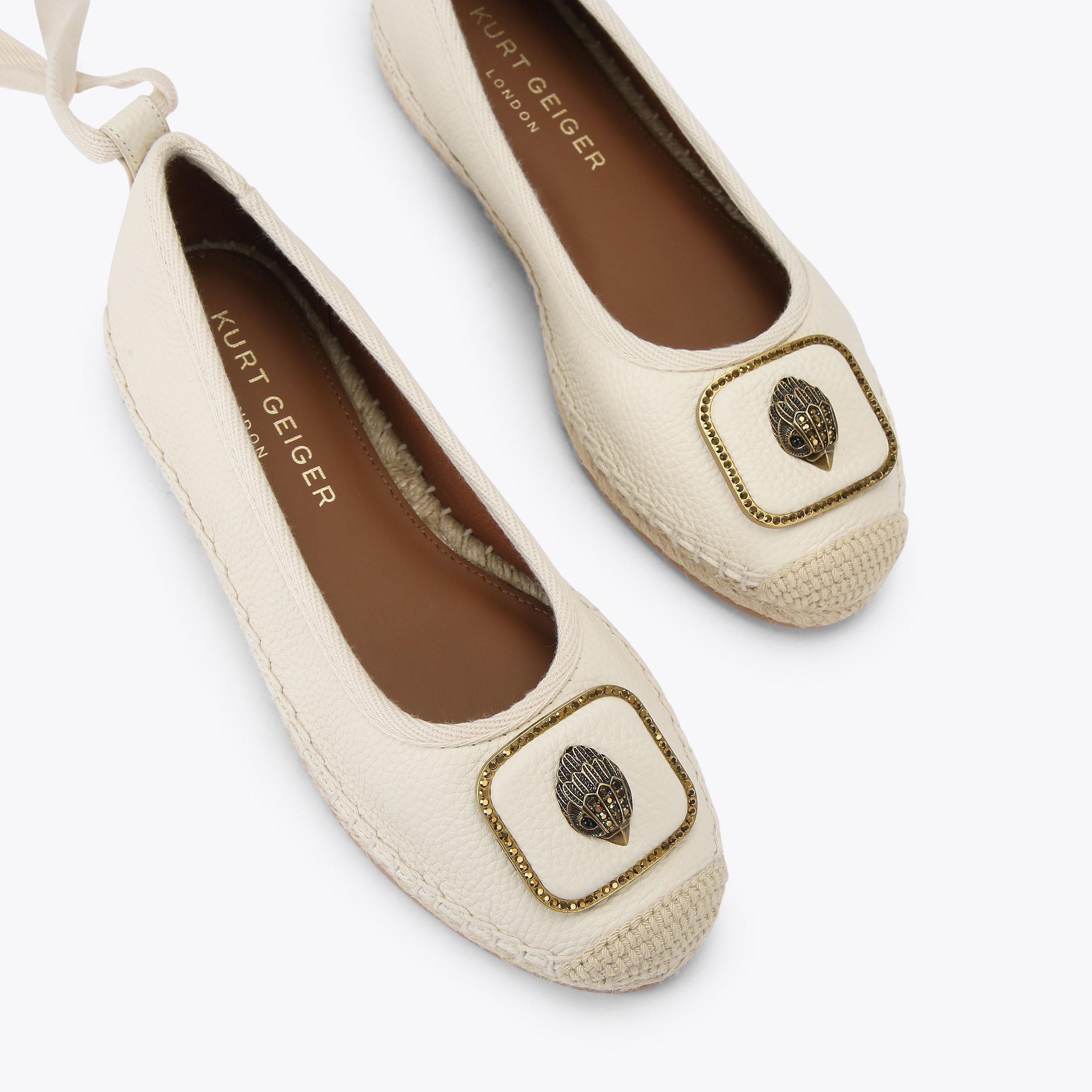 PIMLICO TIE BALLET Bone Lace Up Flat by Kurt Geiger London
