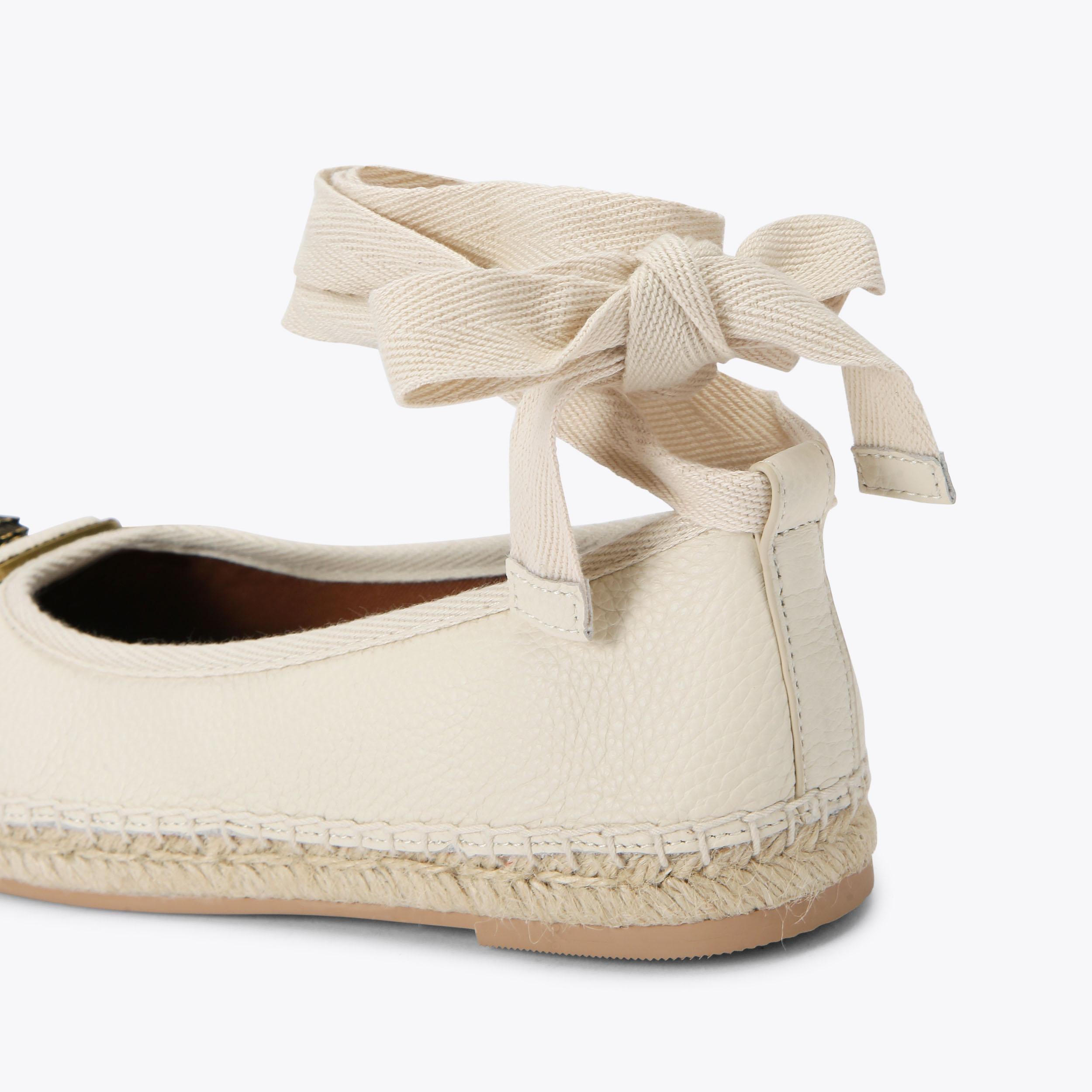 PIMLICO TIE BALLET Bone Lace Up Flat by Kurt Geiger London