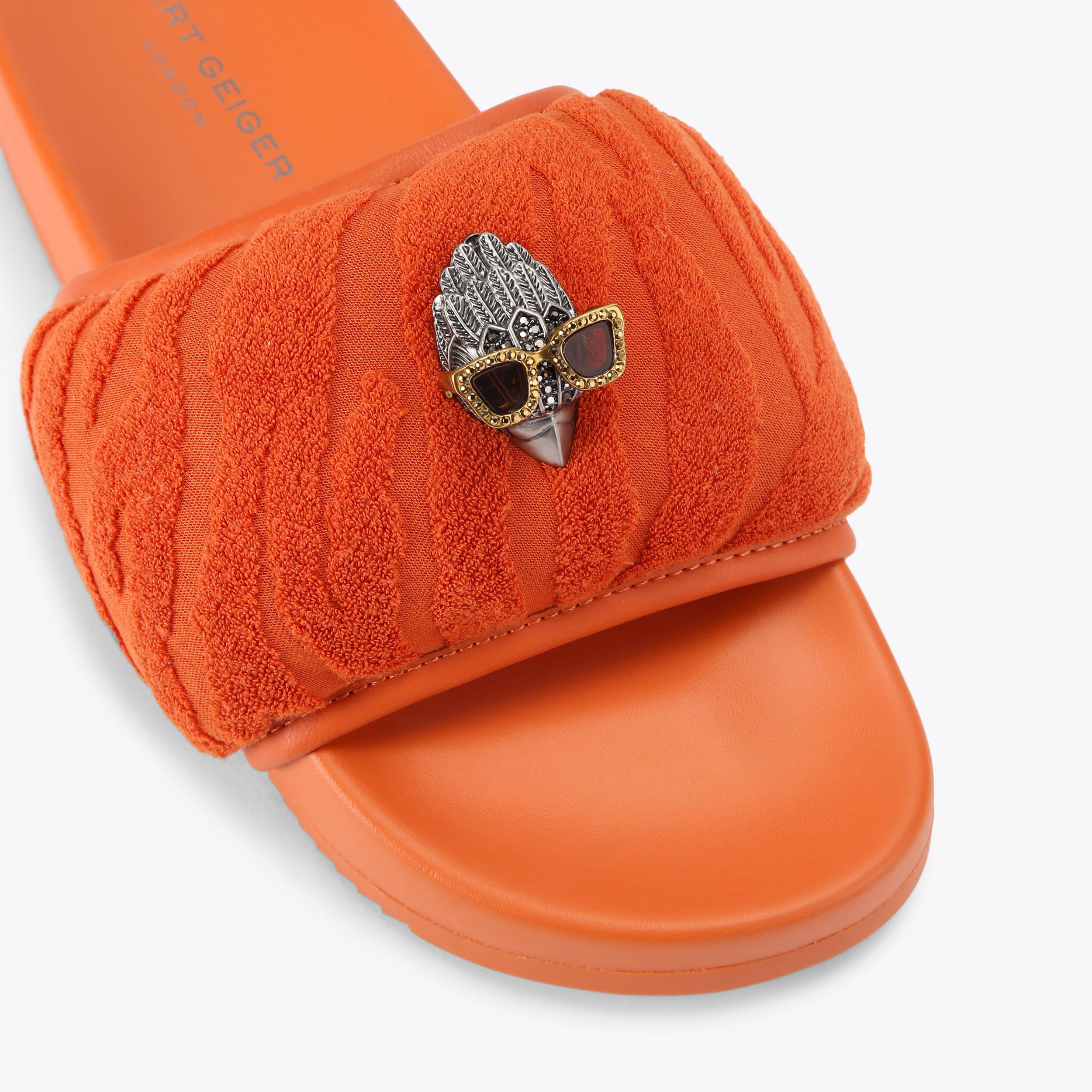 EAGLE PUFF SLIDE Orange Terry Towelling Sandal by Kurt Geiger London