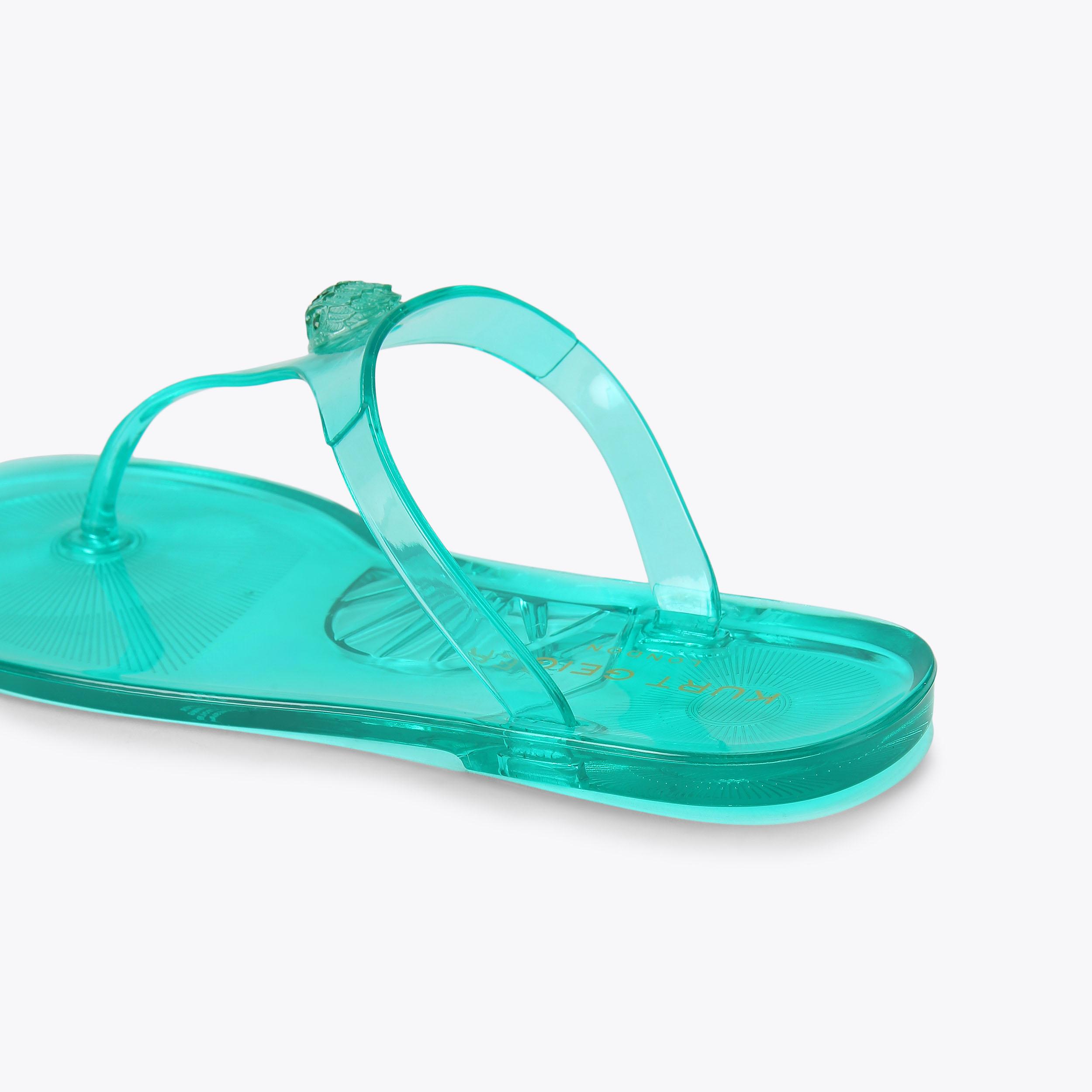 MADDISON T-BAR Teal Clear Toe Post Sandal by Kurt Geiger London