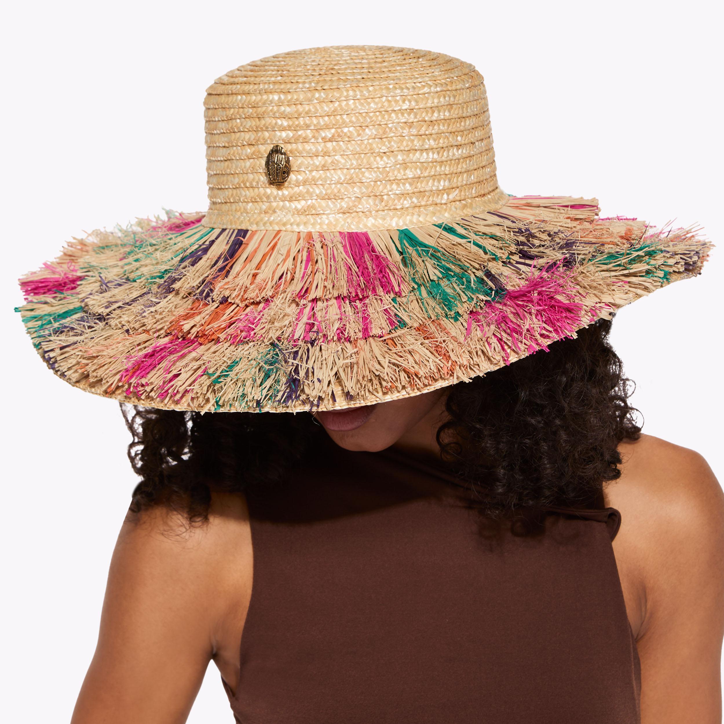 RAFFIA WIDE BRIM HAT Beige Raffia Wide Brim by Kurt Geiger London