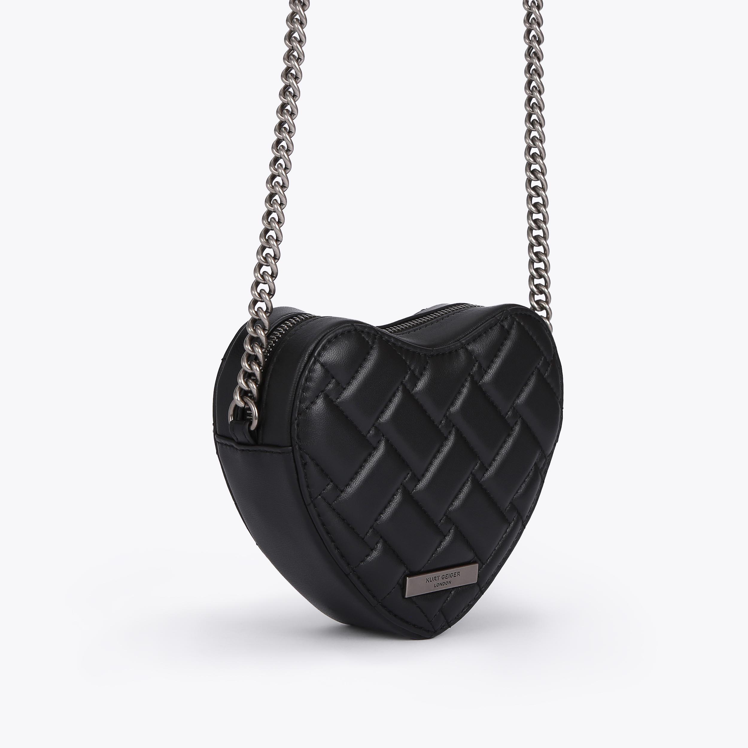 KENSINGTON HEART X BODY Black Heart Quilted Leather Cross Body Purse by ...