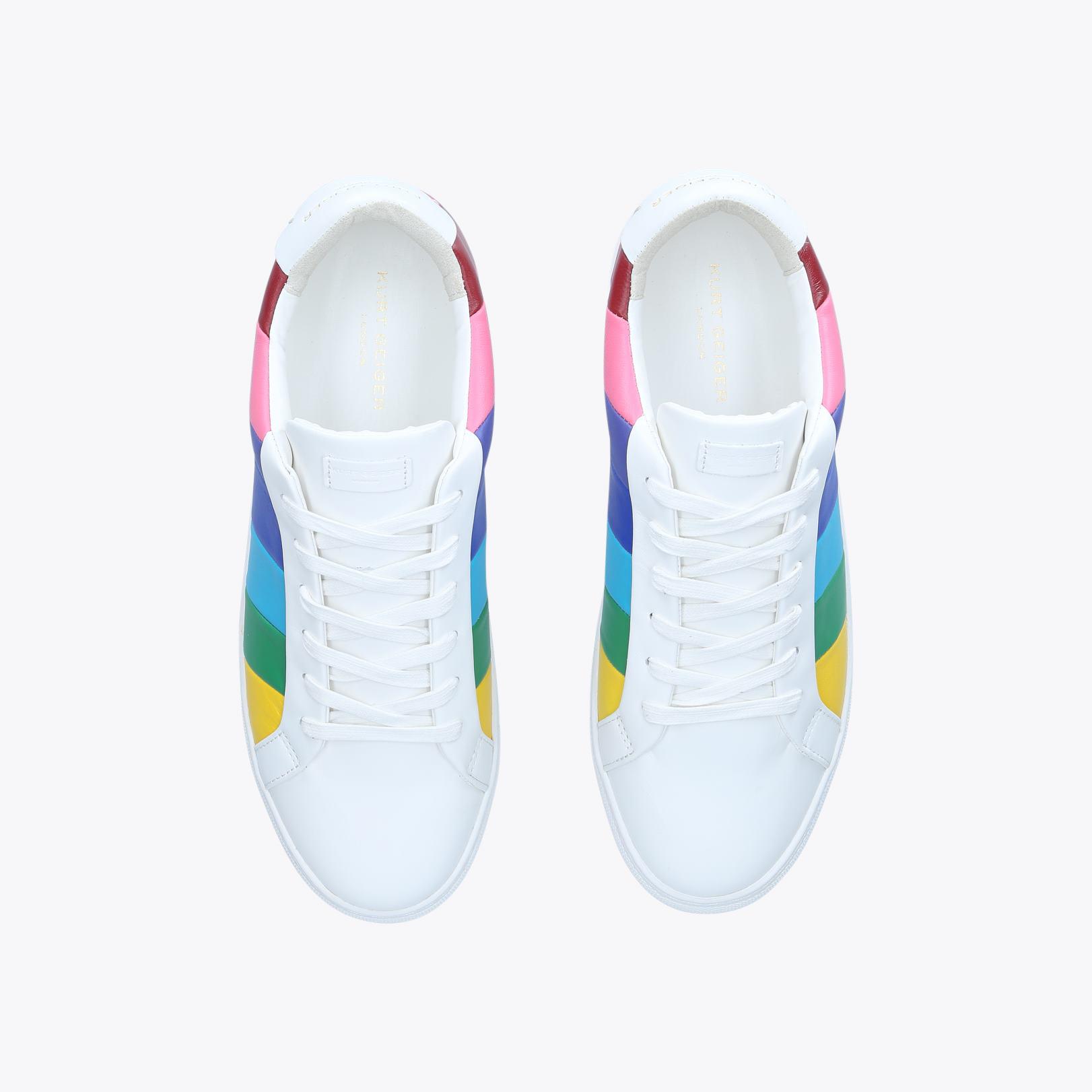 LANE STRIPE MENS Rainbow Stripe Leather Low Top Sneakers by KURT GEIGER ...