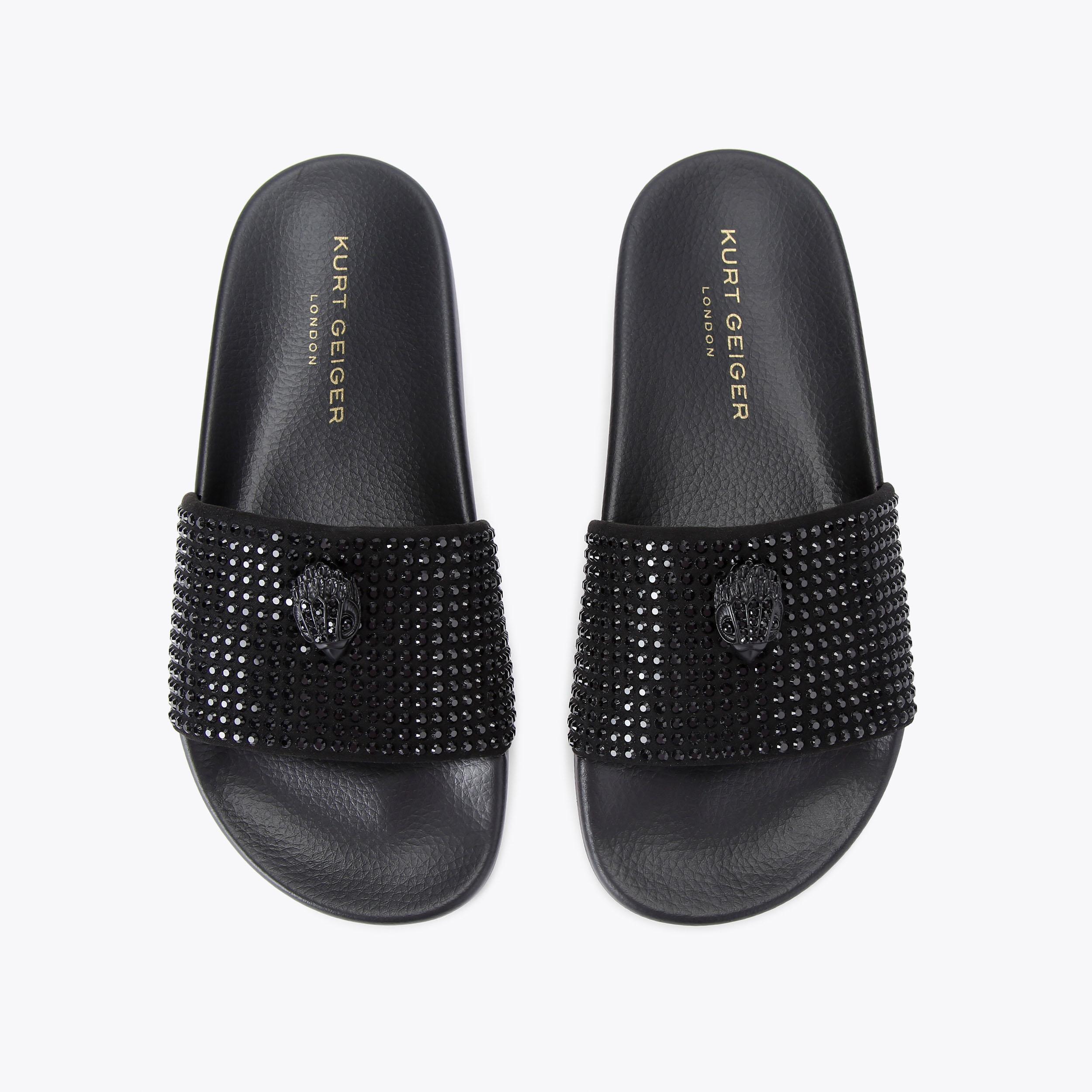 MEENA EAGLE Black Crystal Slide On Sandal by KURT GEIGER LONDON