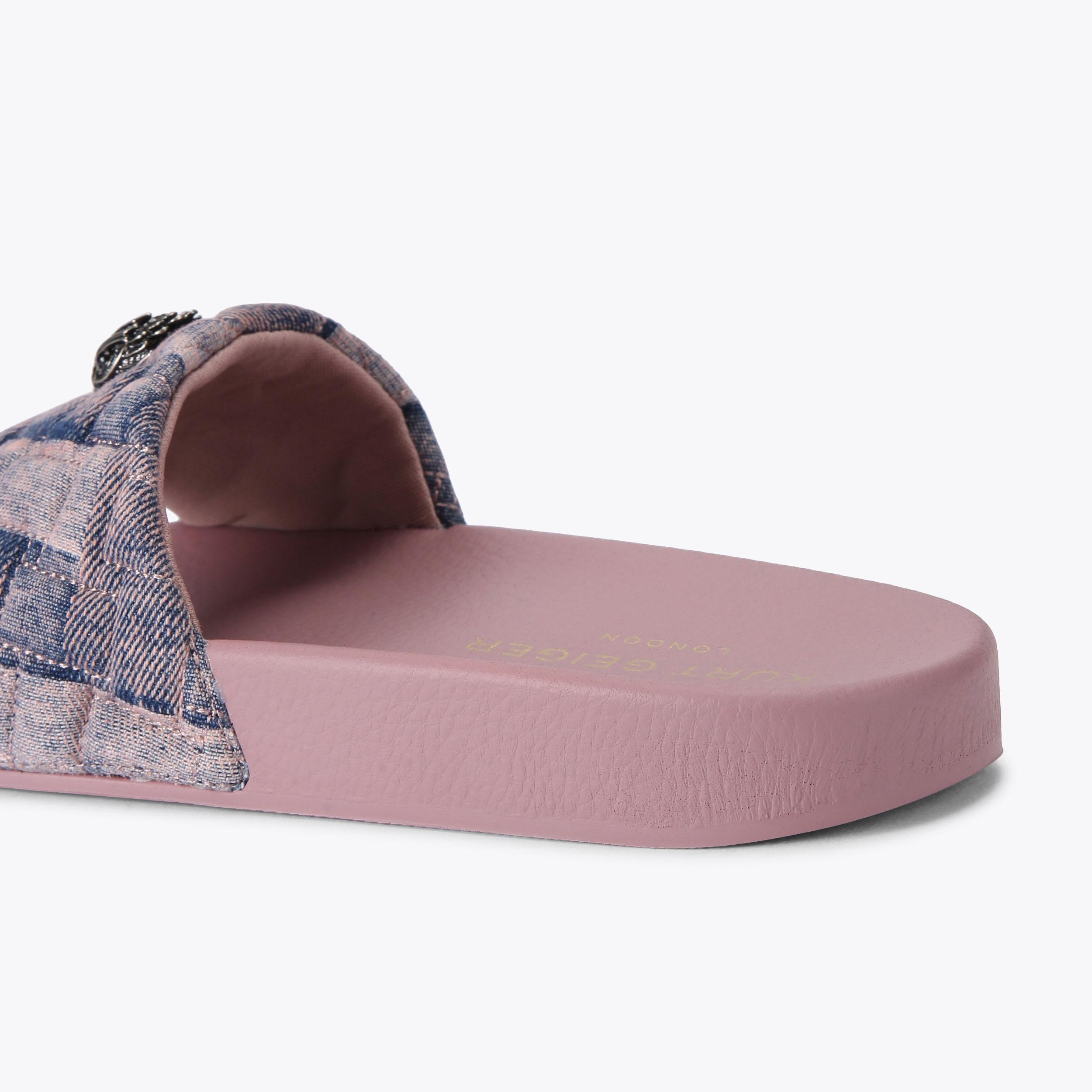MEENA EAGLE Pink Bleach Denim Slide Sandal by KURT GEIGER LONDON