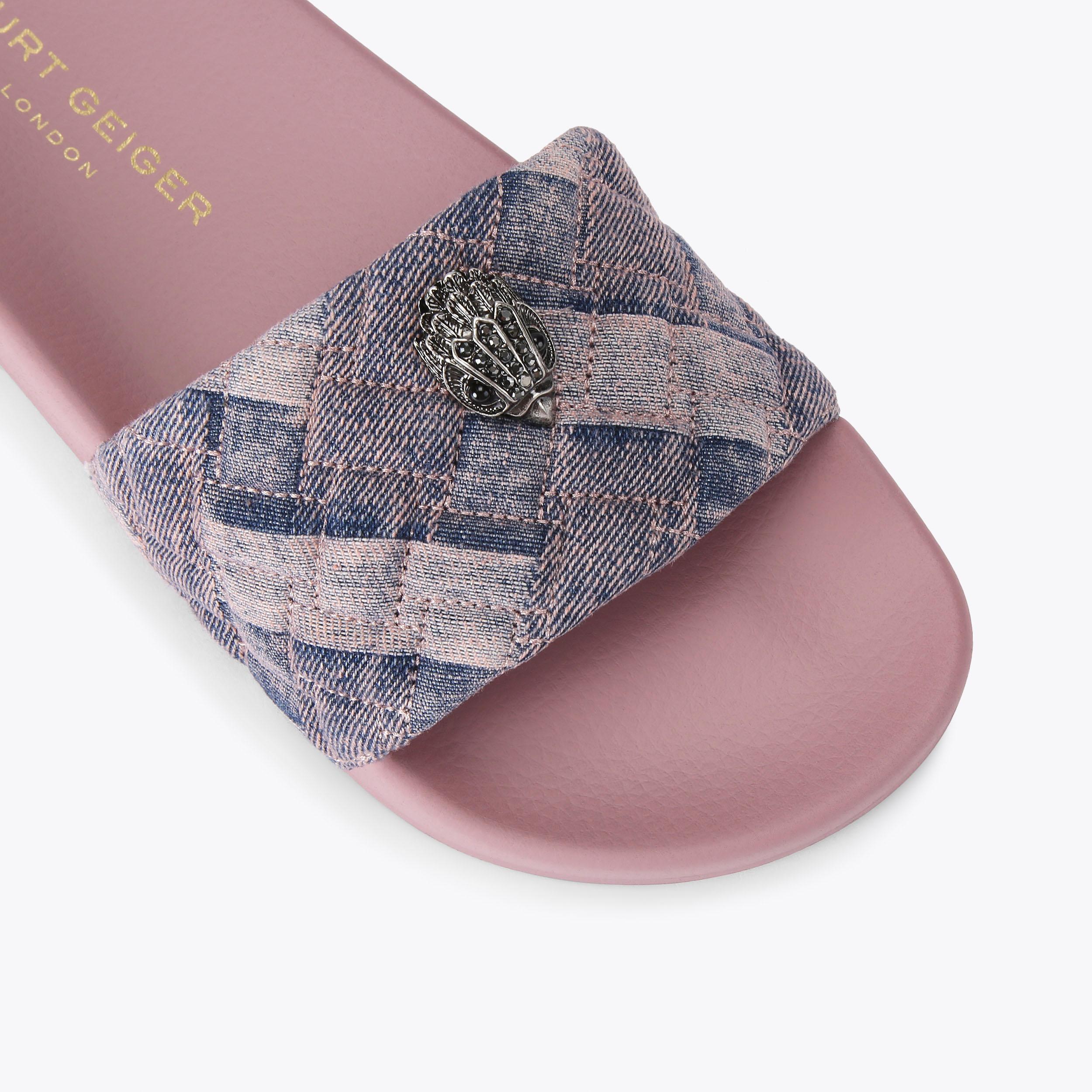 MEENA EAGLE Pink Bleach Denim Slide Sandal by KURT GEIGER LONDON