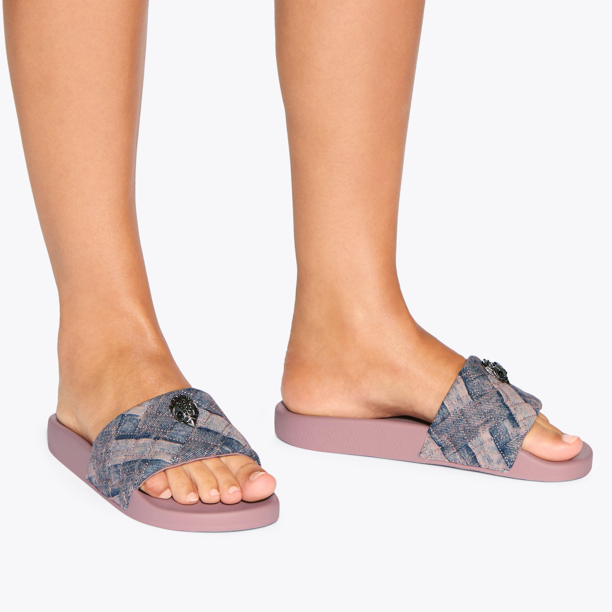 MEENA EAGLE Pink Bleach Denim Slide Sandal by KURT GEIGER LONDON