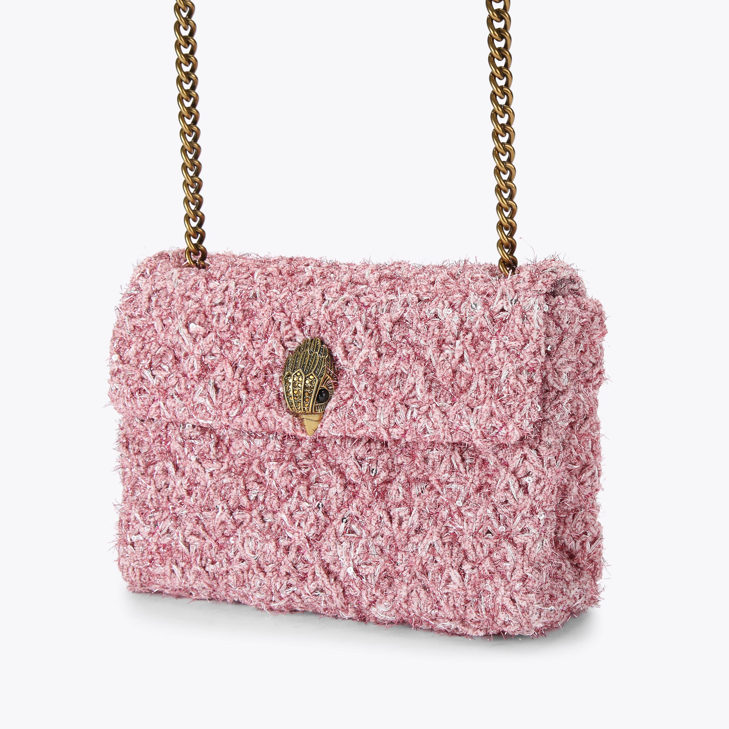 TWEED MD KENSINGTON BAG Light Pink Fabric Purse by KURT GEIGER LONDON
