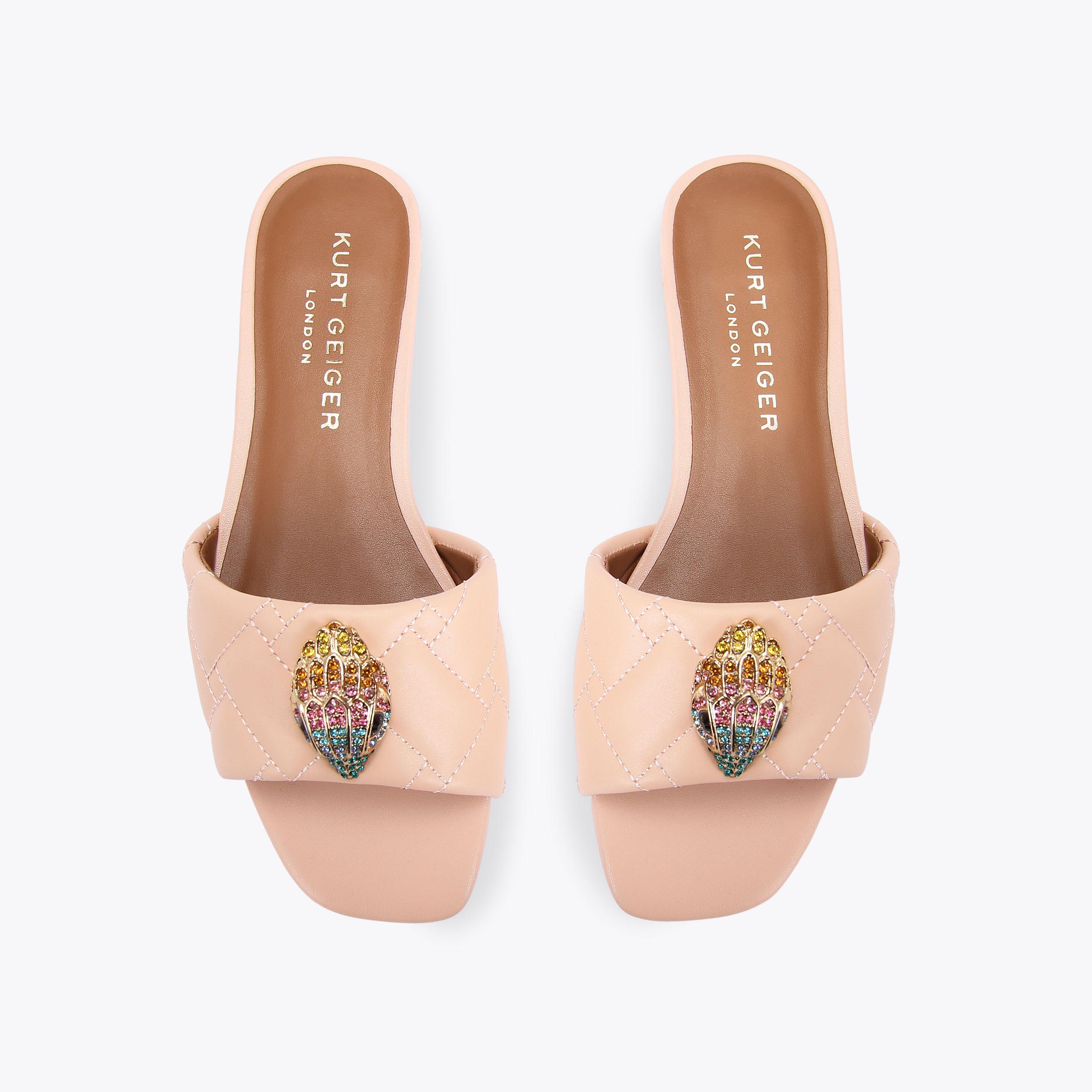 KENSINGTON FLAT SANDAL Blush Leather Sandals by KURT GEIGER LONDON