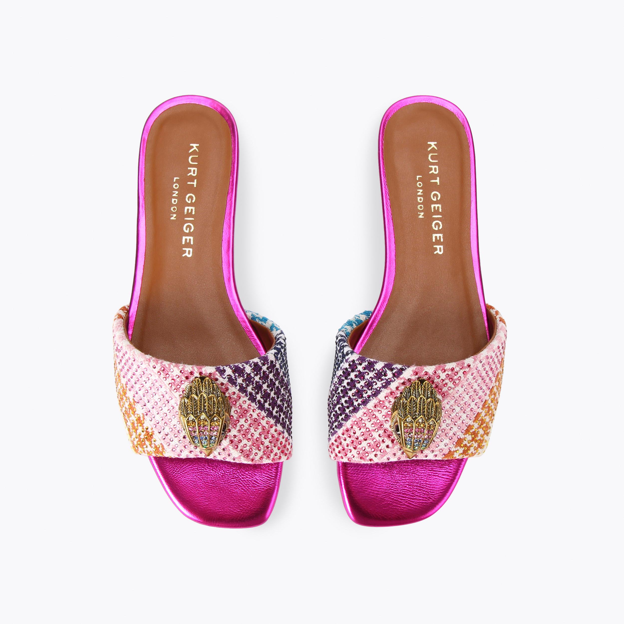KENSINGTON FLAT SANDAL Fabric Houndstooth Sandal by KURT GEIGER LONDON