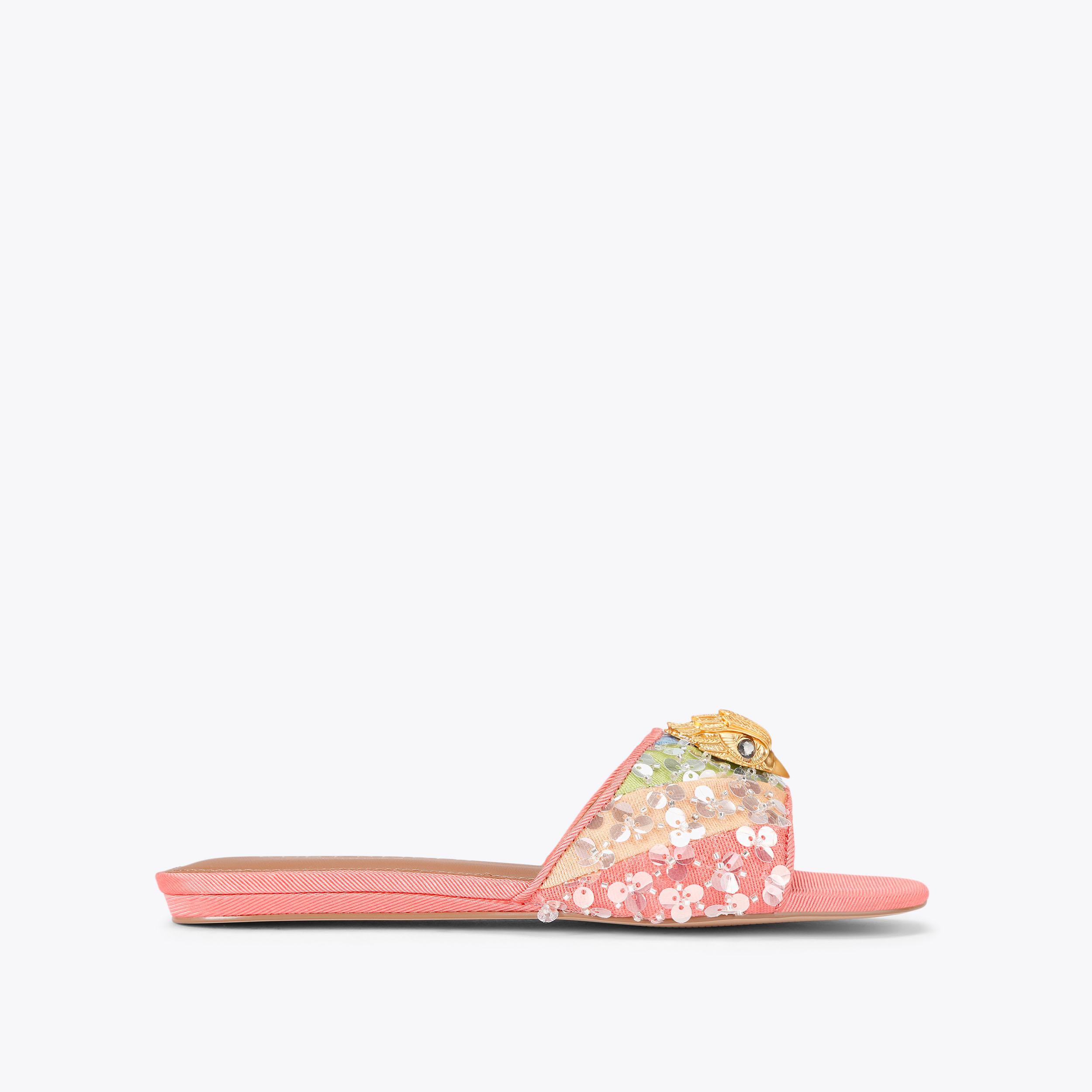 KENSINGTON FLAT SANDAL Pastel Striped Slip On Sandal by KURT GEIGER LONDON