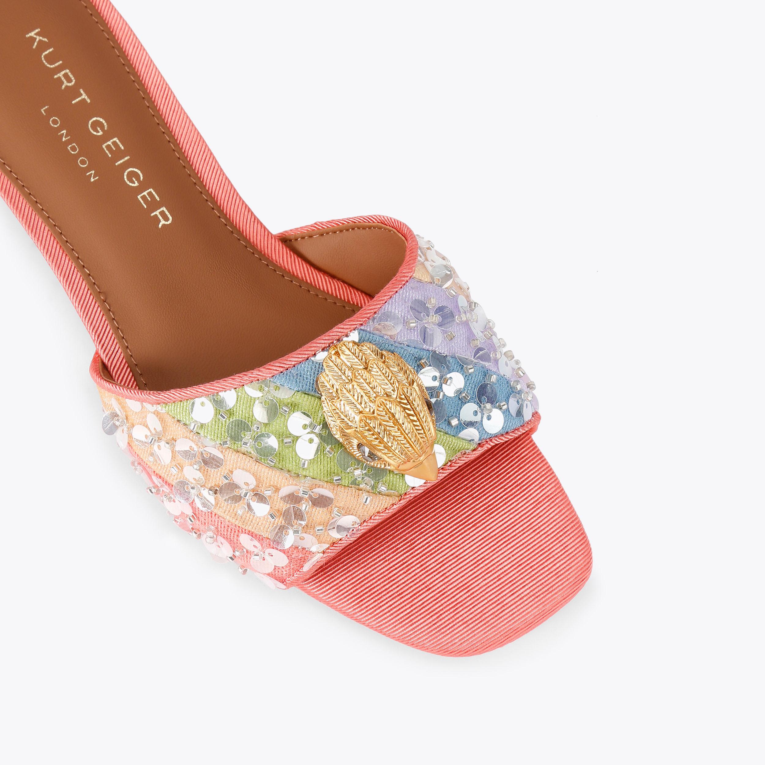 KENSINGTON FLAT SANDAL Pastel Striped Slip On Sandal by KURT GEIGER LONDON