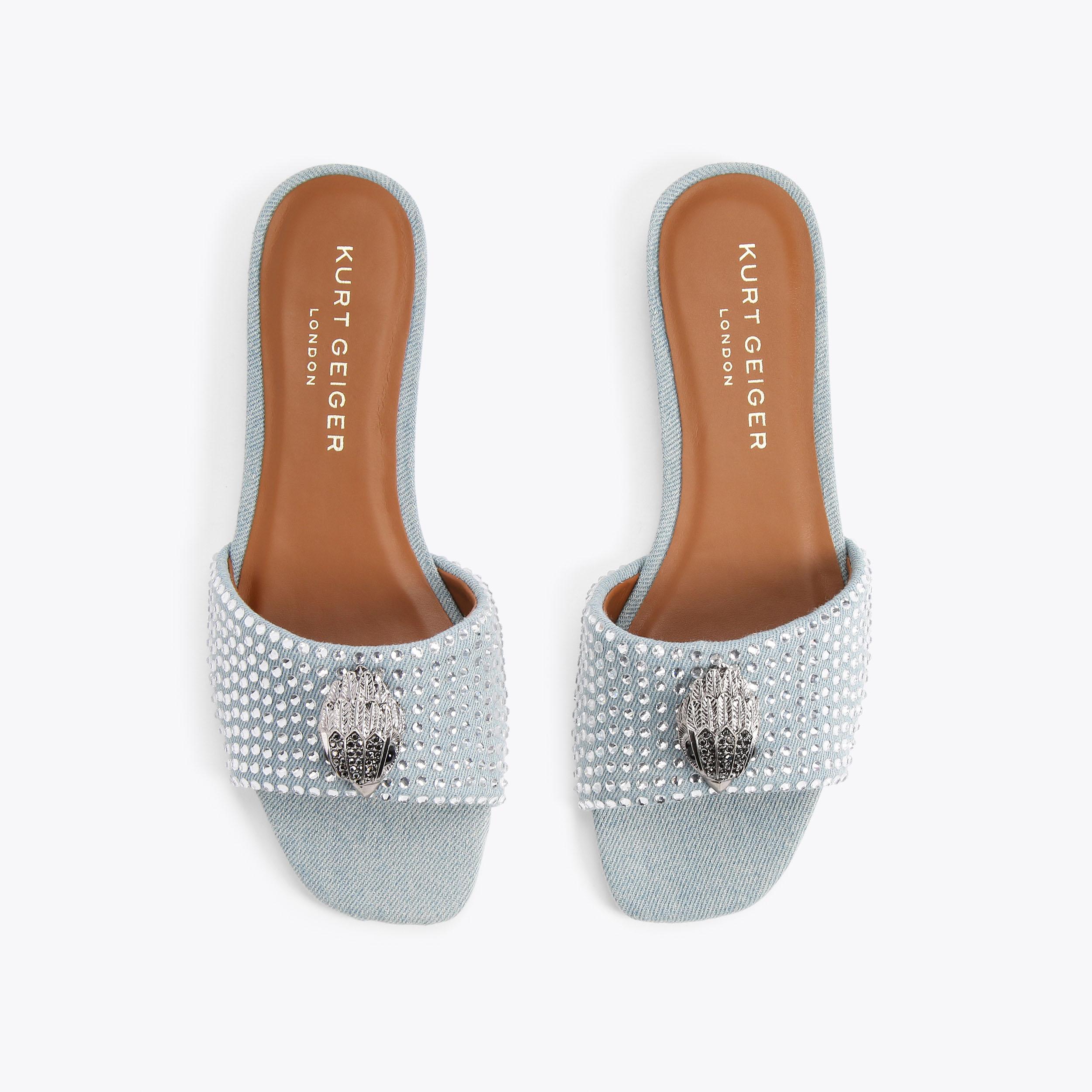 KENSINGTON FLAT SANDAL Denim Slip On by KURT GEIGER LONDON