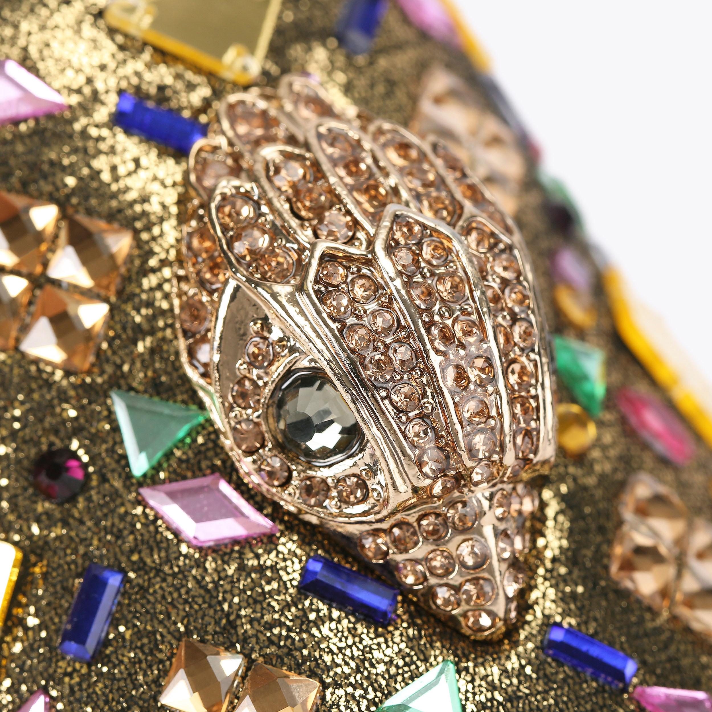 KENSINGTON WEDGE MULE Gold Crystal Mule Heel by KURT GEIGER LONDON