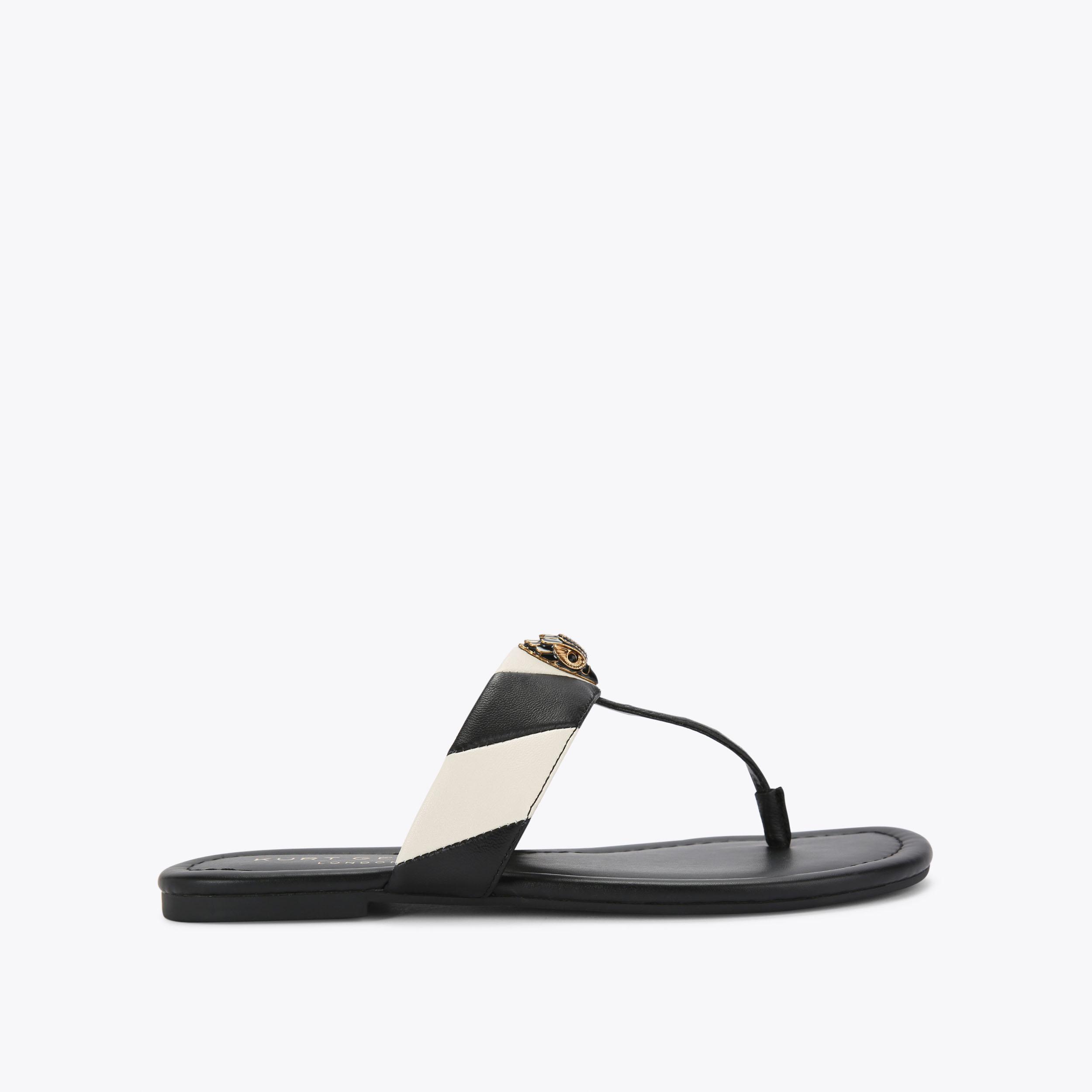 KENSINGTON T-BAR SANDAL Black And Bone Sandals by KURT GEIGER LONDON