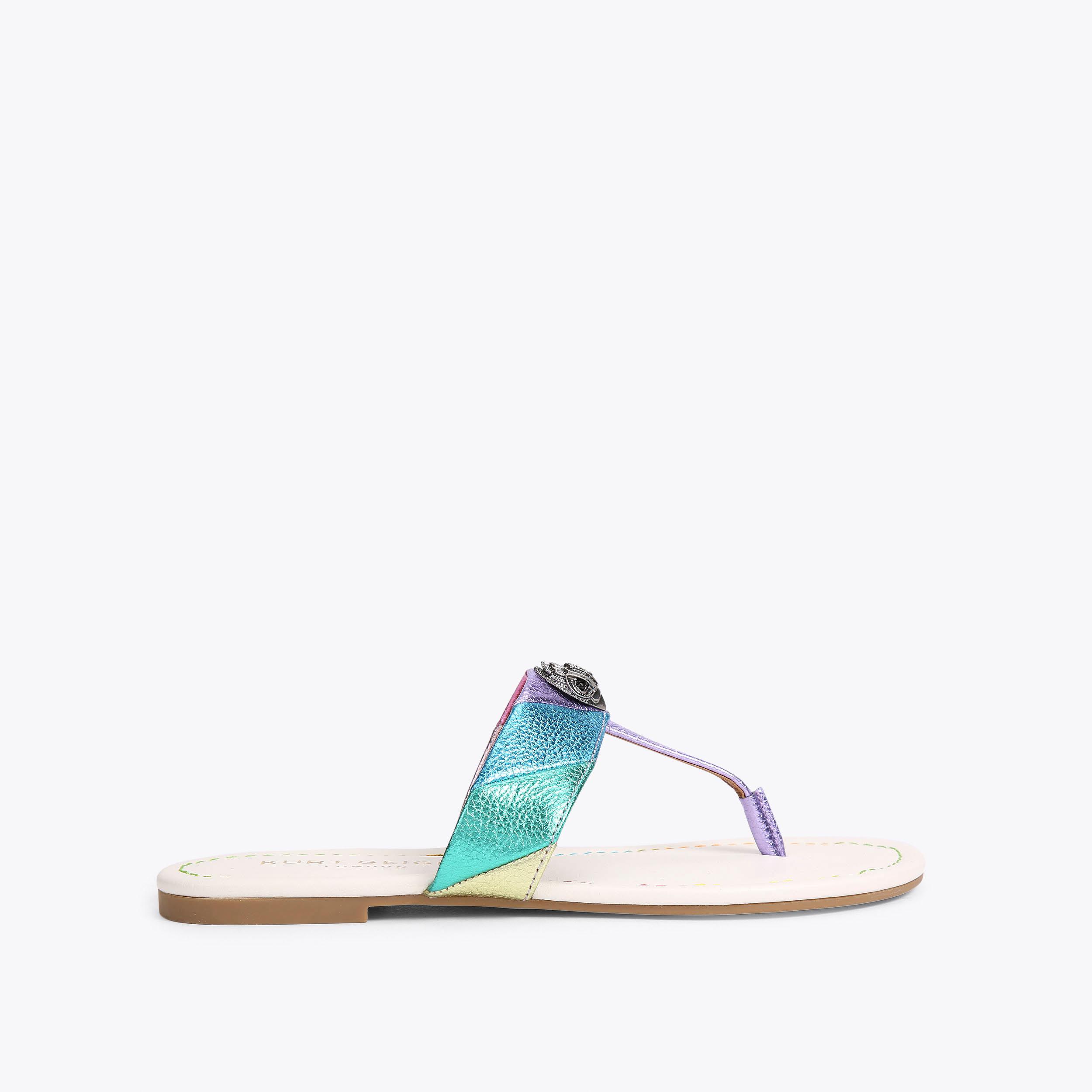 KENSINGTON T-BAR SANDAL Pastel Stripe Metallic Leather Sandals by KURT ...