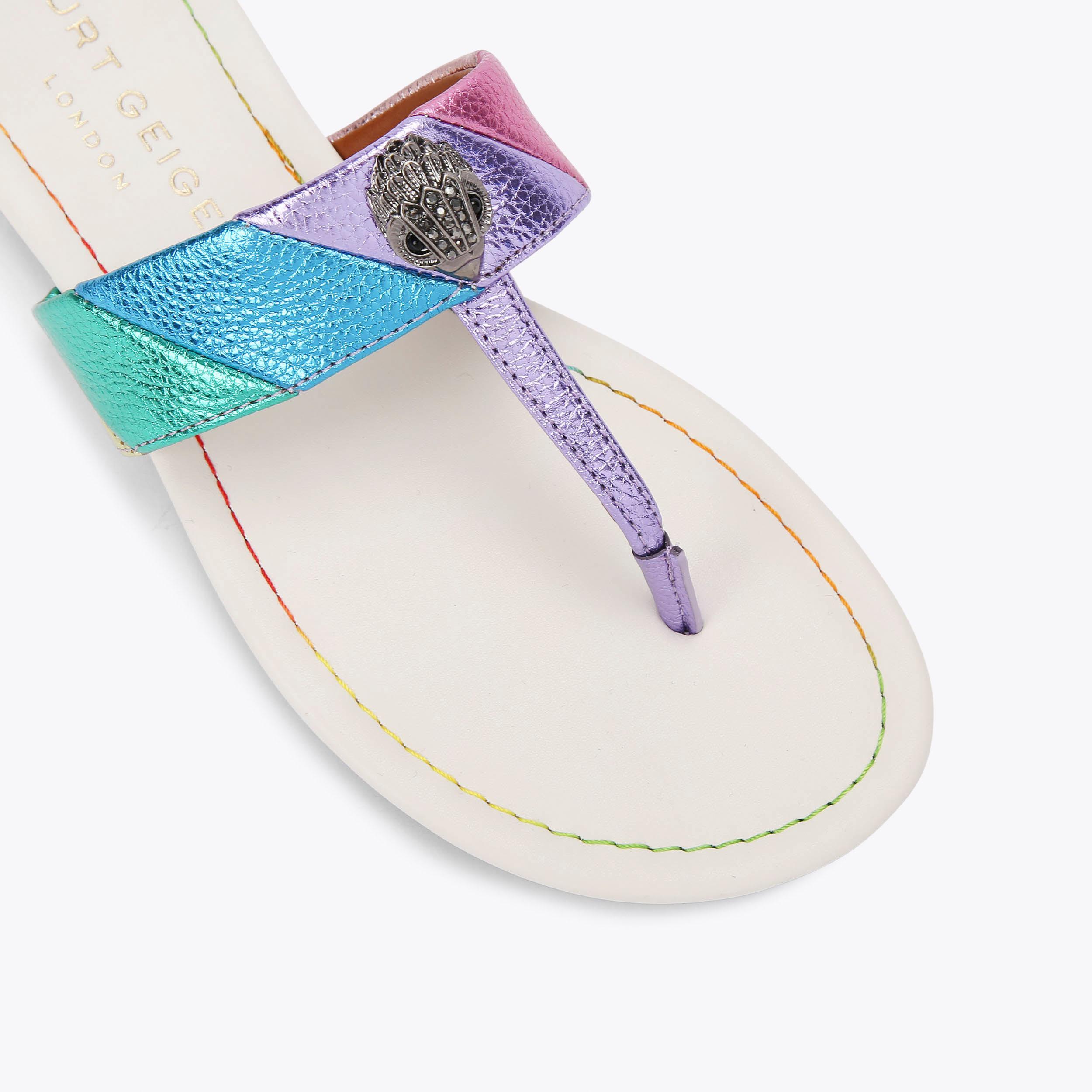 KENSINGTON T-BAR SANDAL Pastel Stripe Metallic Leather Sandals by KURT ...