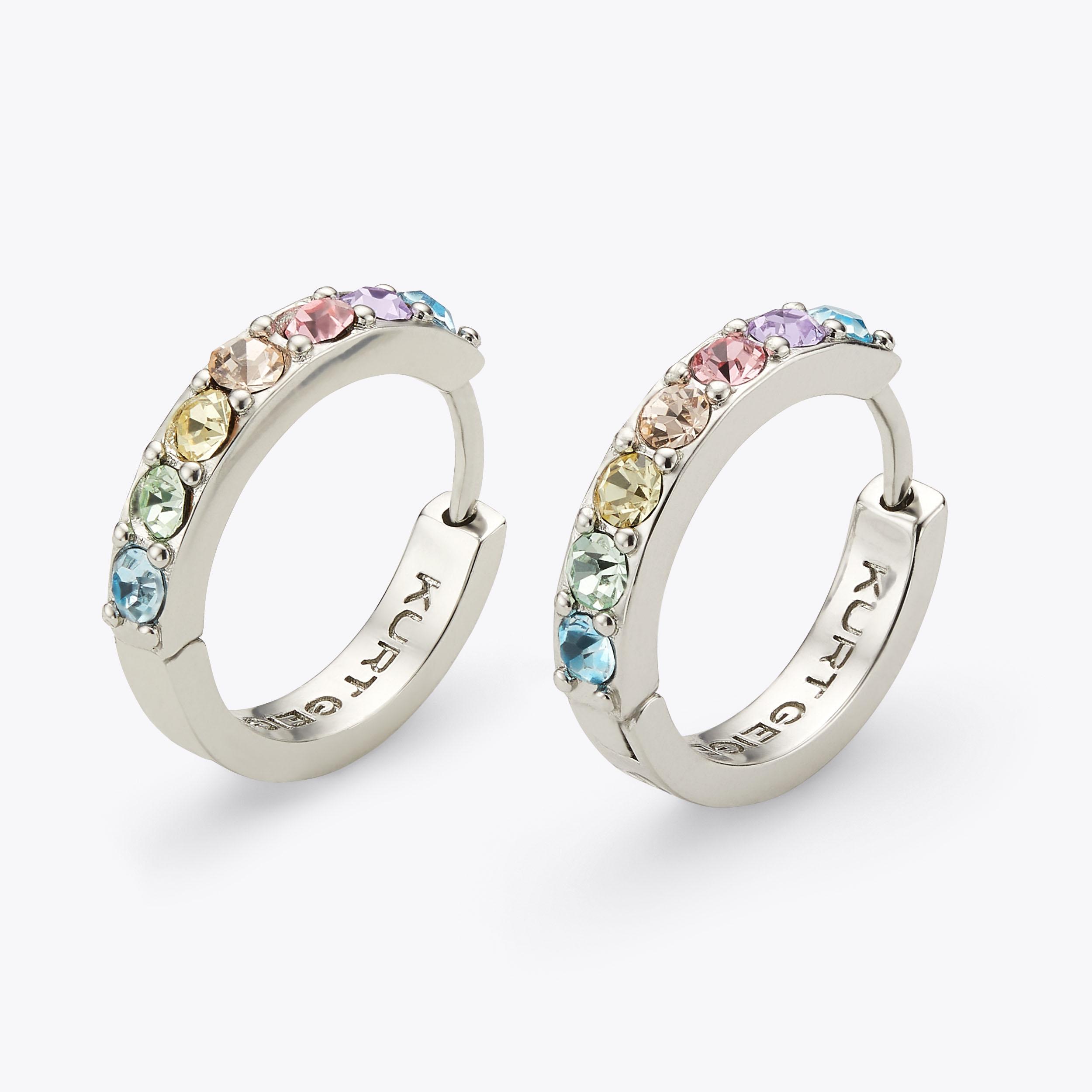CRYSTAL HUGGIE HOOPS Pastel Hoop Earrings by KURT GEIGER LONDON