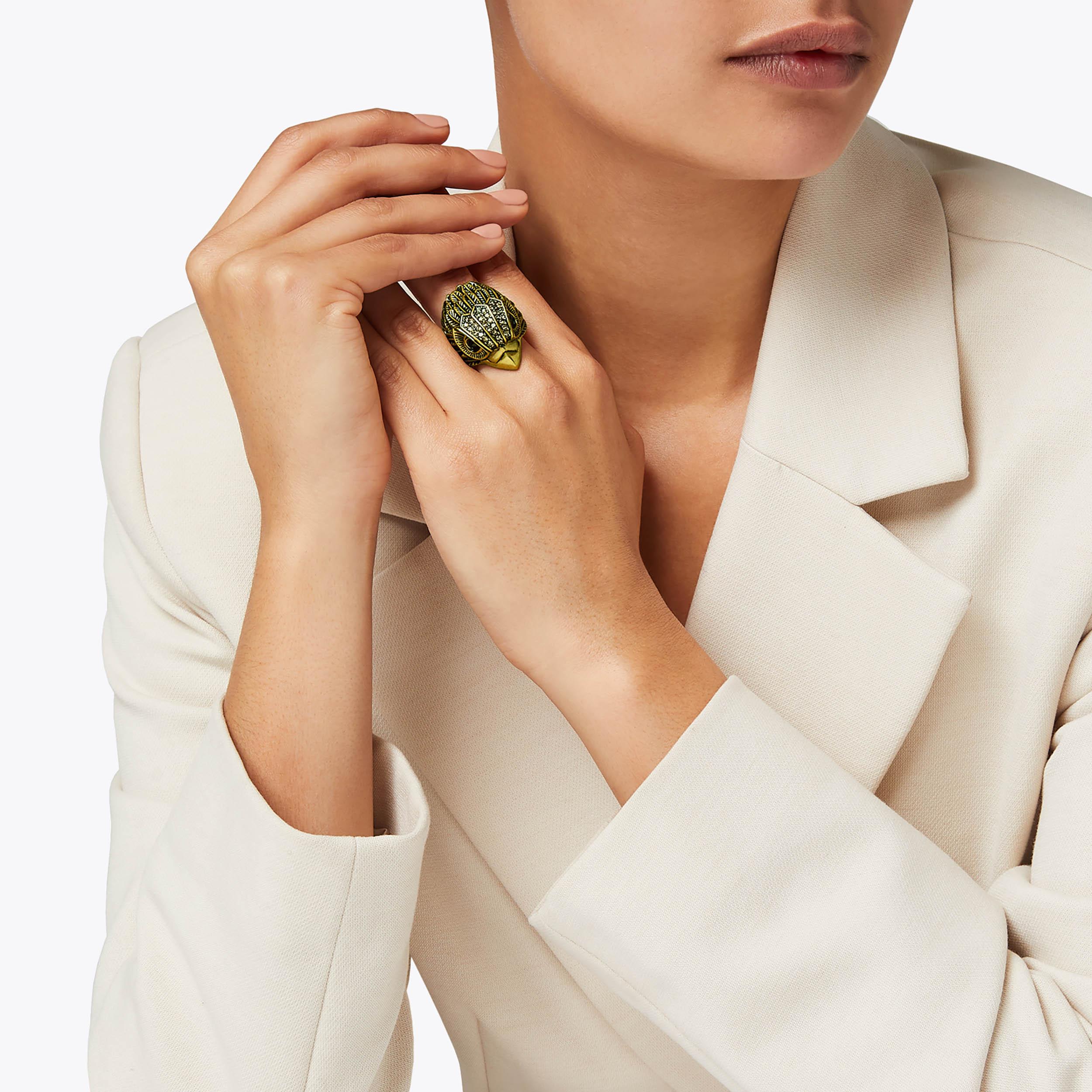 EAGLE XL CHUNKY RING Gunmetal Eagle Head Chunky Ring by KURT GEIGER LONDON