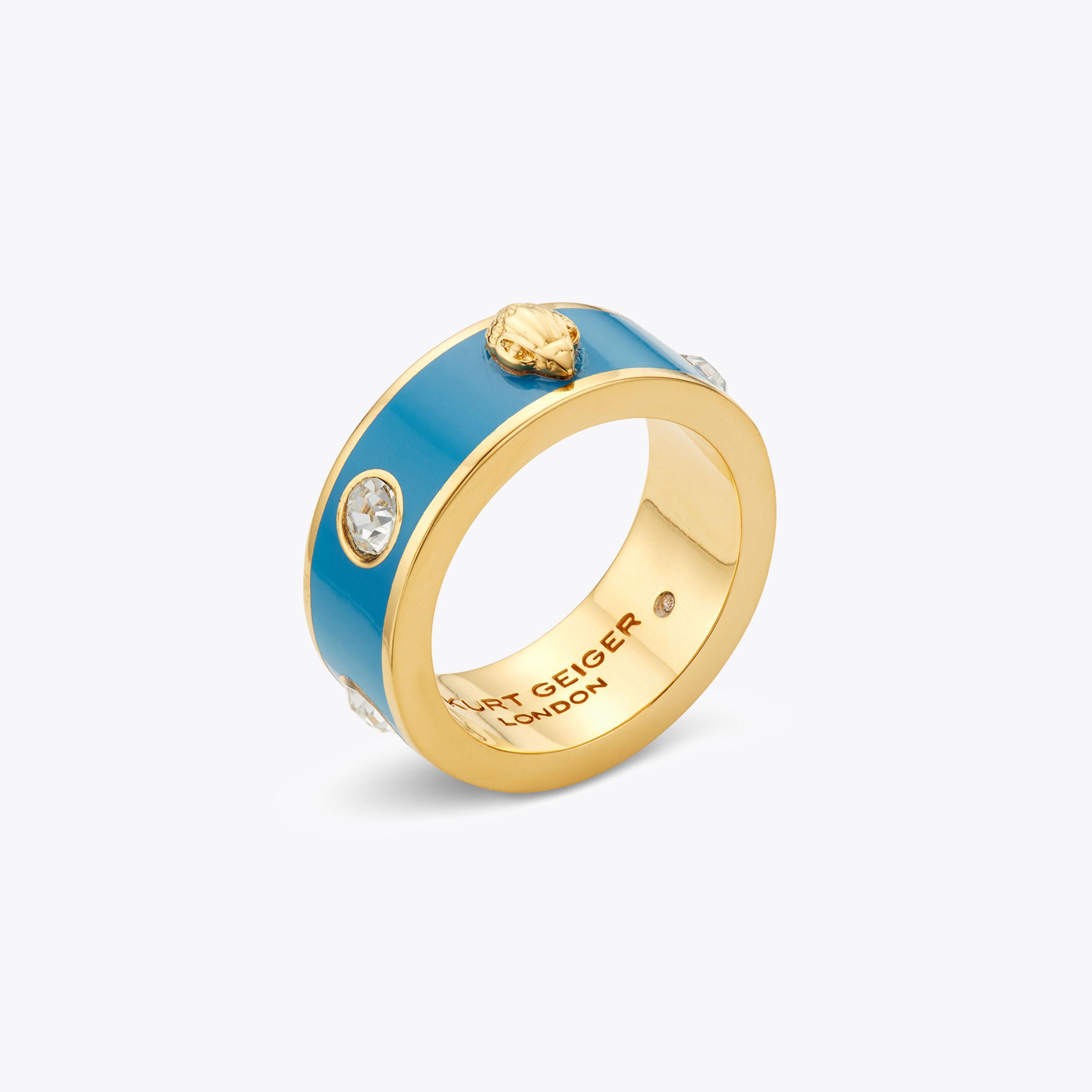 ENAMEL EAGLE RING Blue Enamel Eagle Head Ring by KURT GEIGER LONDON