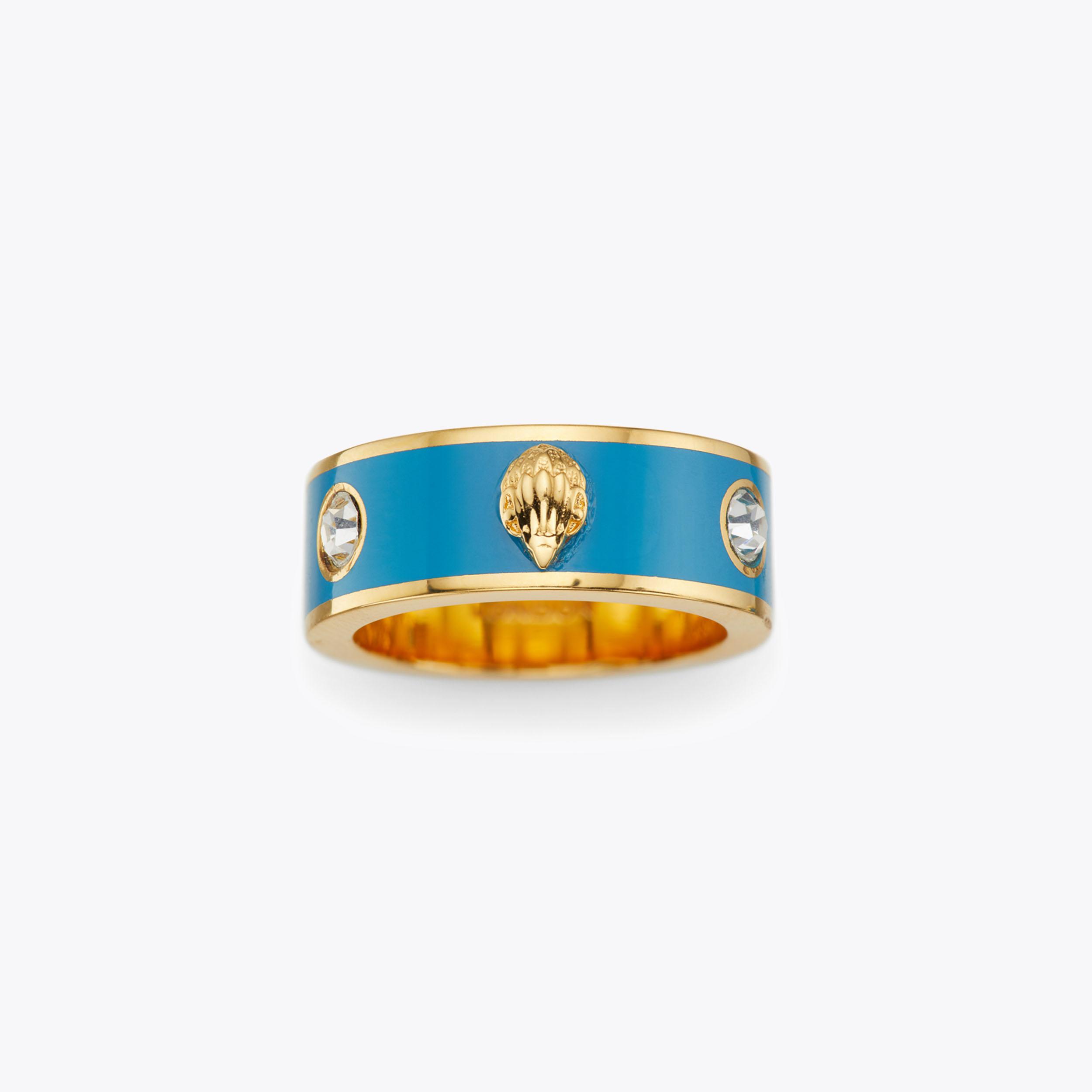 ENAMEL EAGLE RING Blue Enamel Eagle Head Ring by KURT GEIGER LONDON