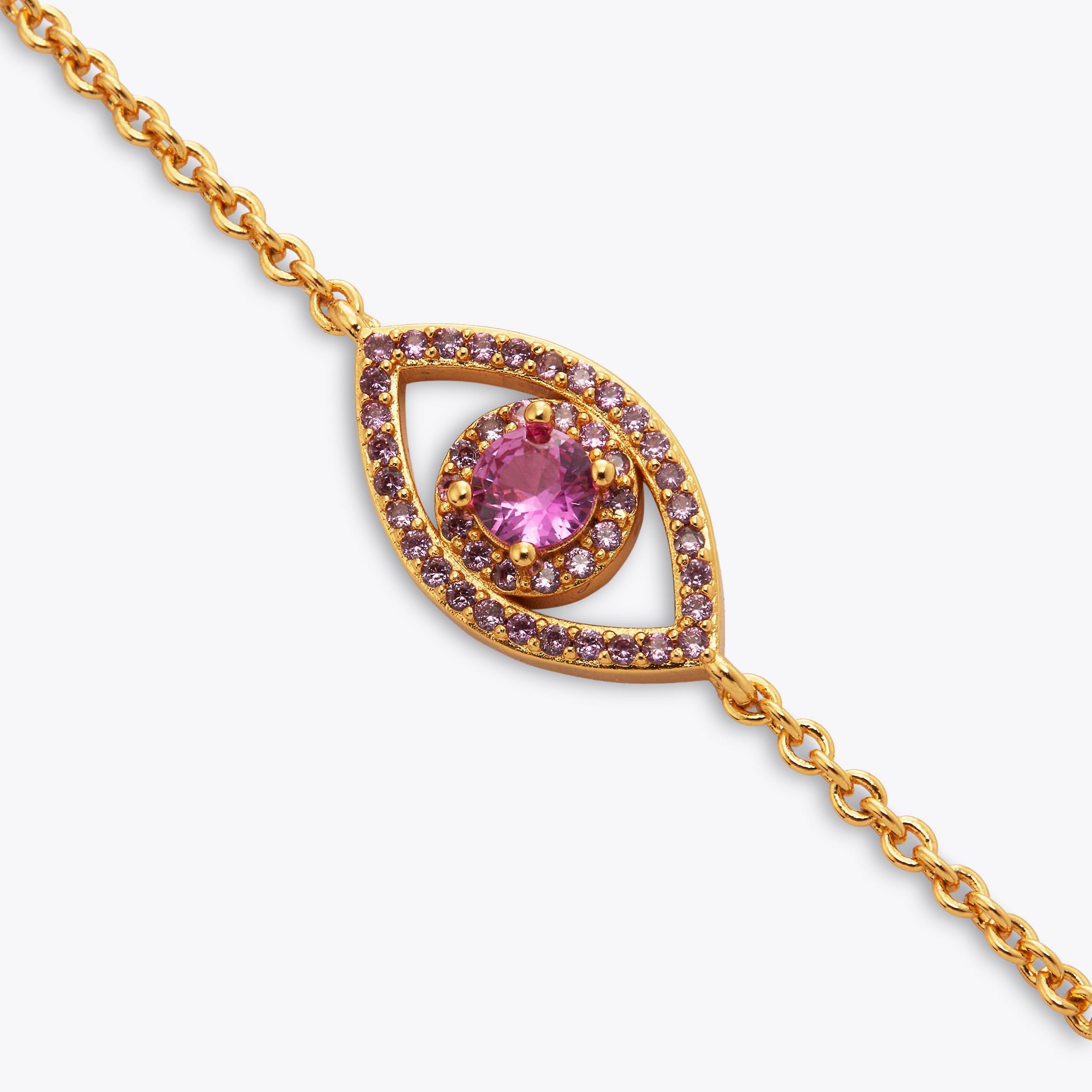 EVIL EYE CHAIN BRACELET Pink Evil Eye Bracelet by KURT GEIGER LONDON