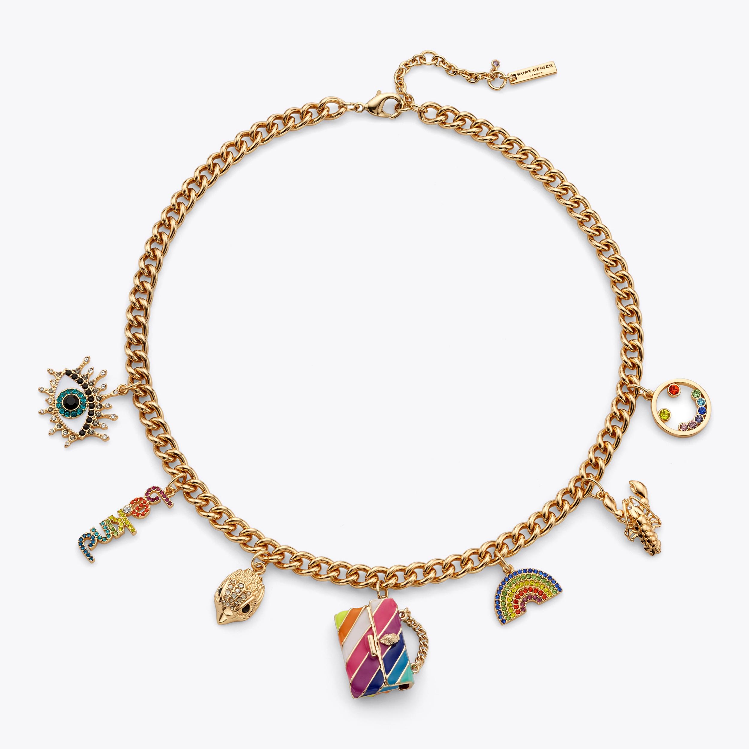 MULTI CHARMS NECKLACE Gold Multi Charm Necklace by KURT GEIGER LONDON