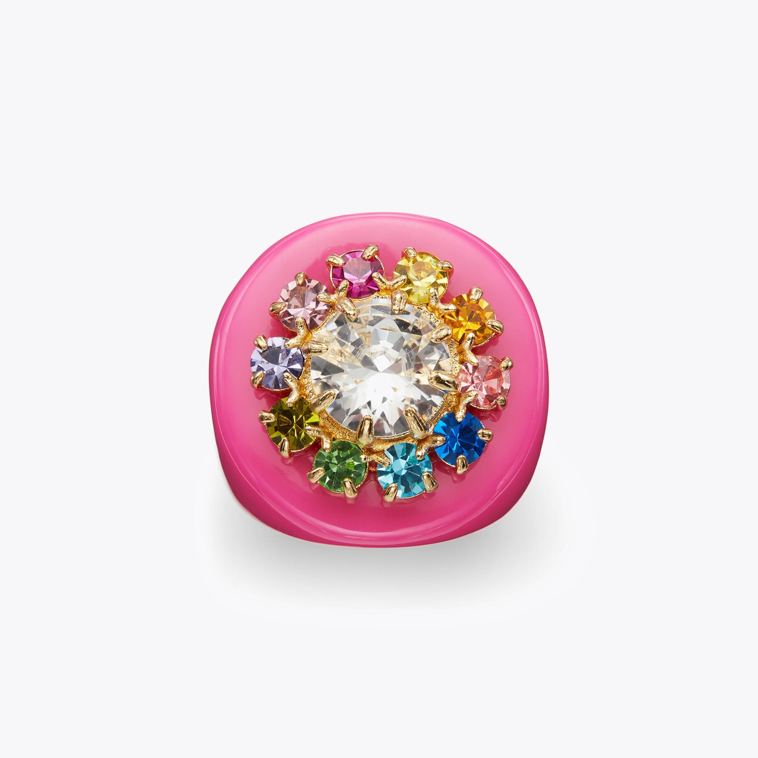 ROUND RESIN RING Pink Resin Gemstone Ring by KURT GEIGER LONDON