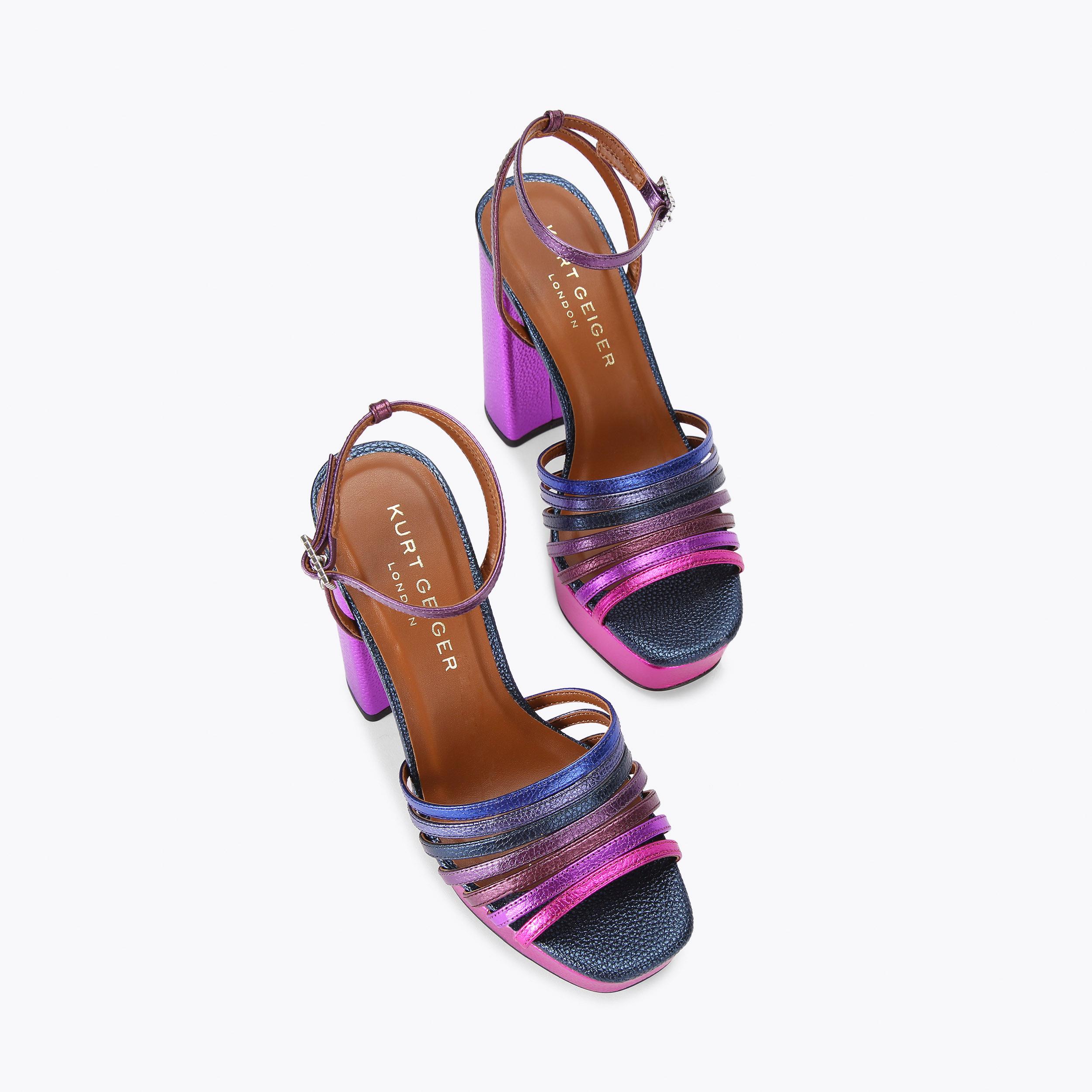 PIERRA PLATFORM SANDAL Purple Leather Platform Heels by KURT GEIGER LONDON